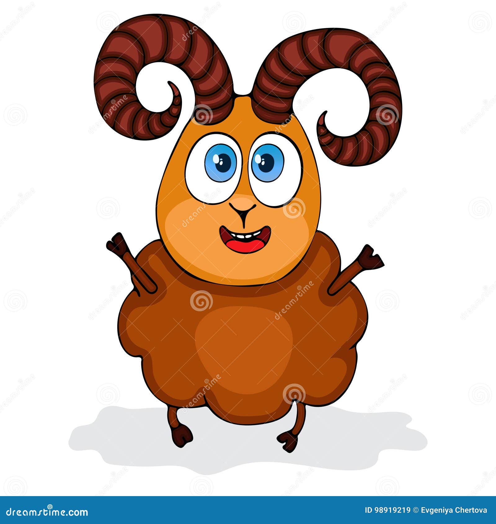 Cartoon Funny Ram, Painted Character, Isolated on White Background ...