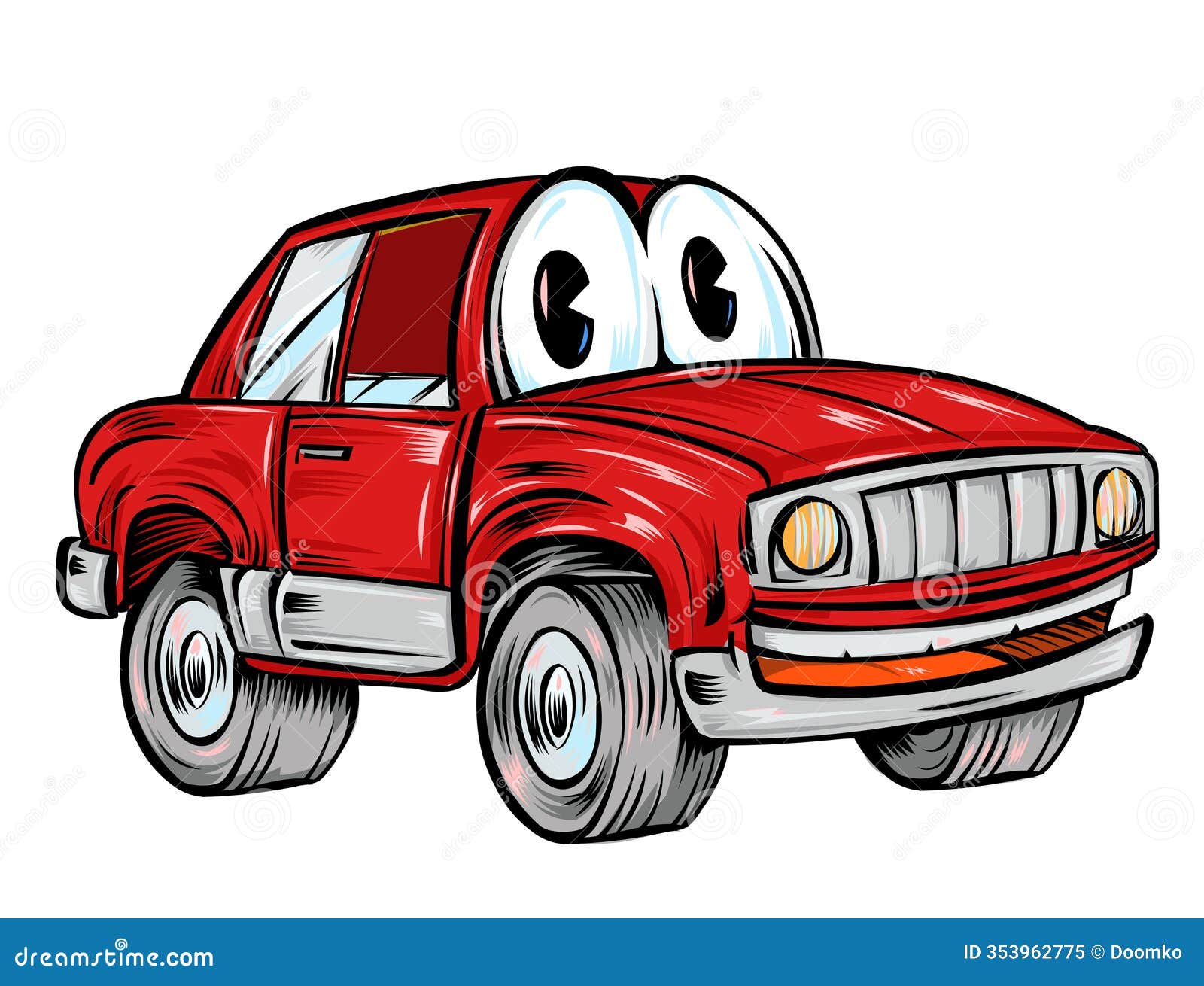 Cartoon Funny Red Car. Vector Stock Vector - Illustration of driving ...
