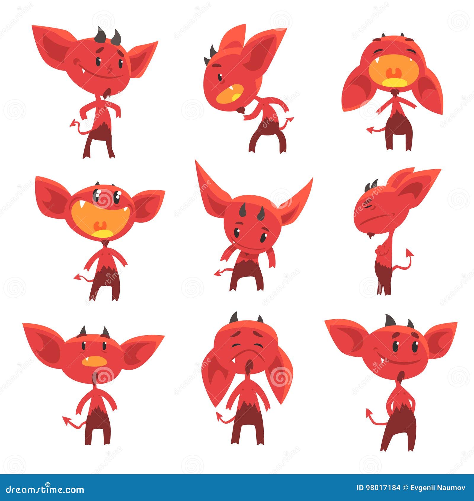 Set Of Devil Characters Poses Vector Illustration | CartoonDealer.com ...
