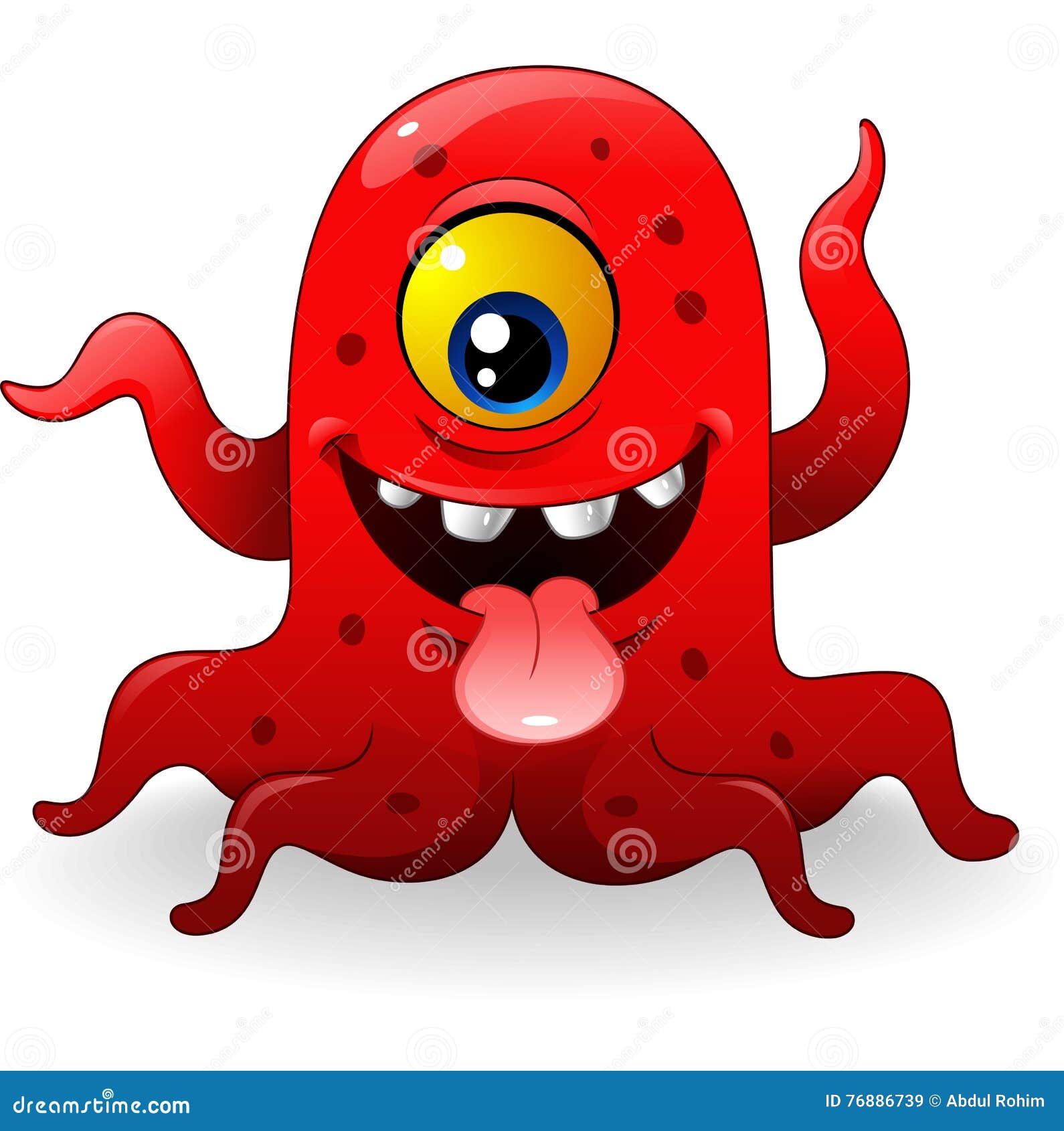 Cartoon funny red monster stock vector. Illustration of ugly - 76886739