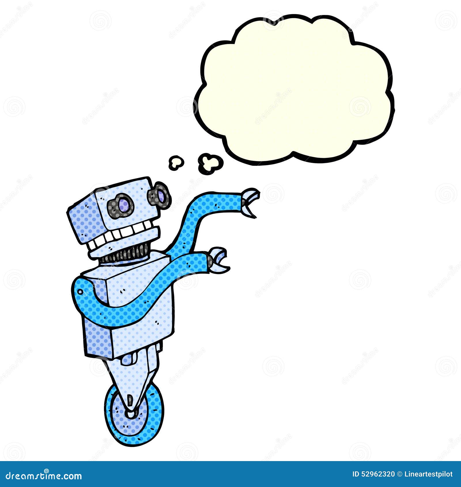 Cartoon Funny Robot with Thought Bubble Stock Illustration ...