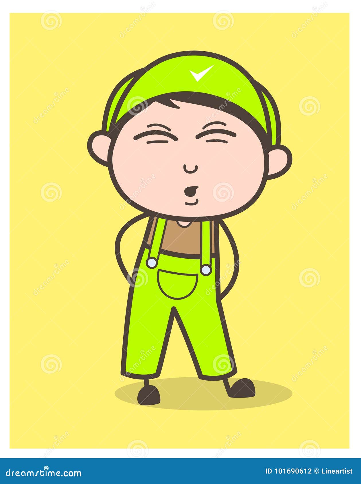 Cartoon Funny Service Boy Face Expression Vector Illustration Stock ...