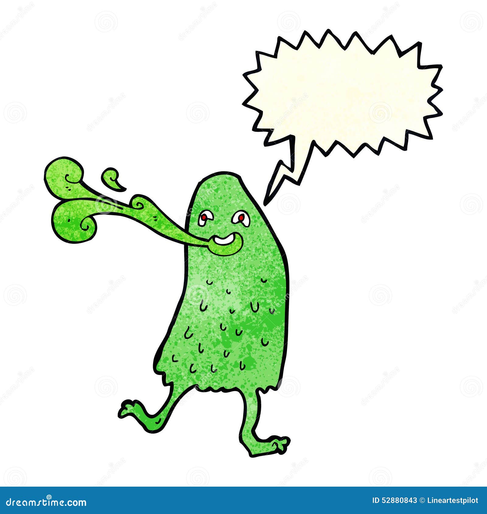 Cartoon Funny Slime Monster with Speech Bubble Stock Illustration ...