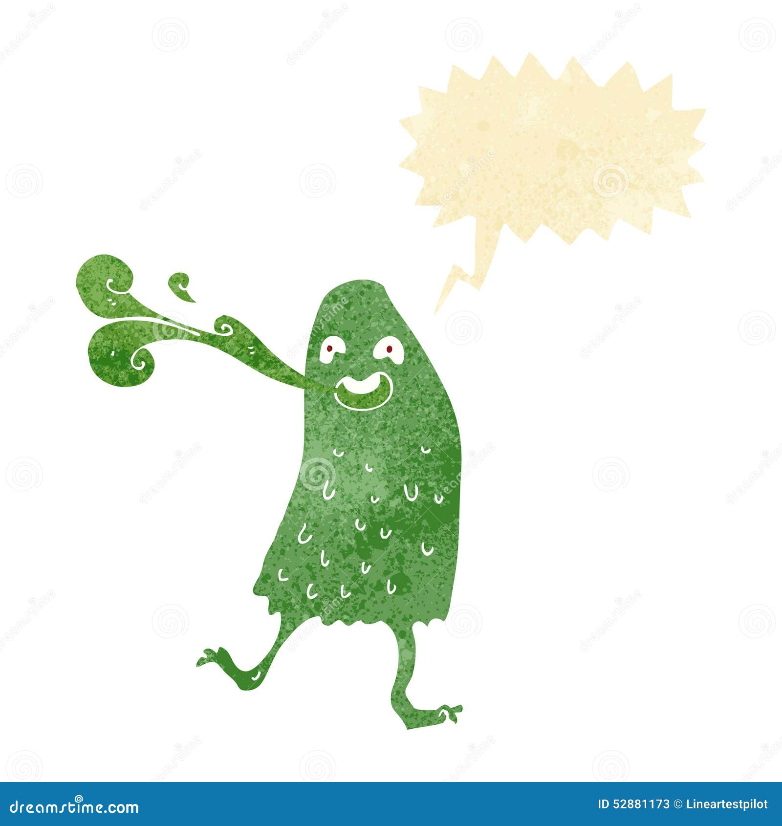 Cartoon Funny Slime Monster with Speech Bubble Stock Illustration ...
