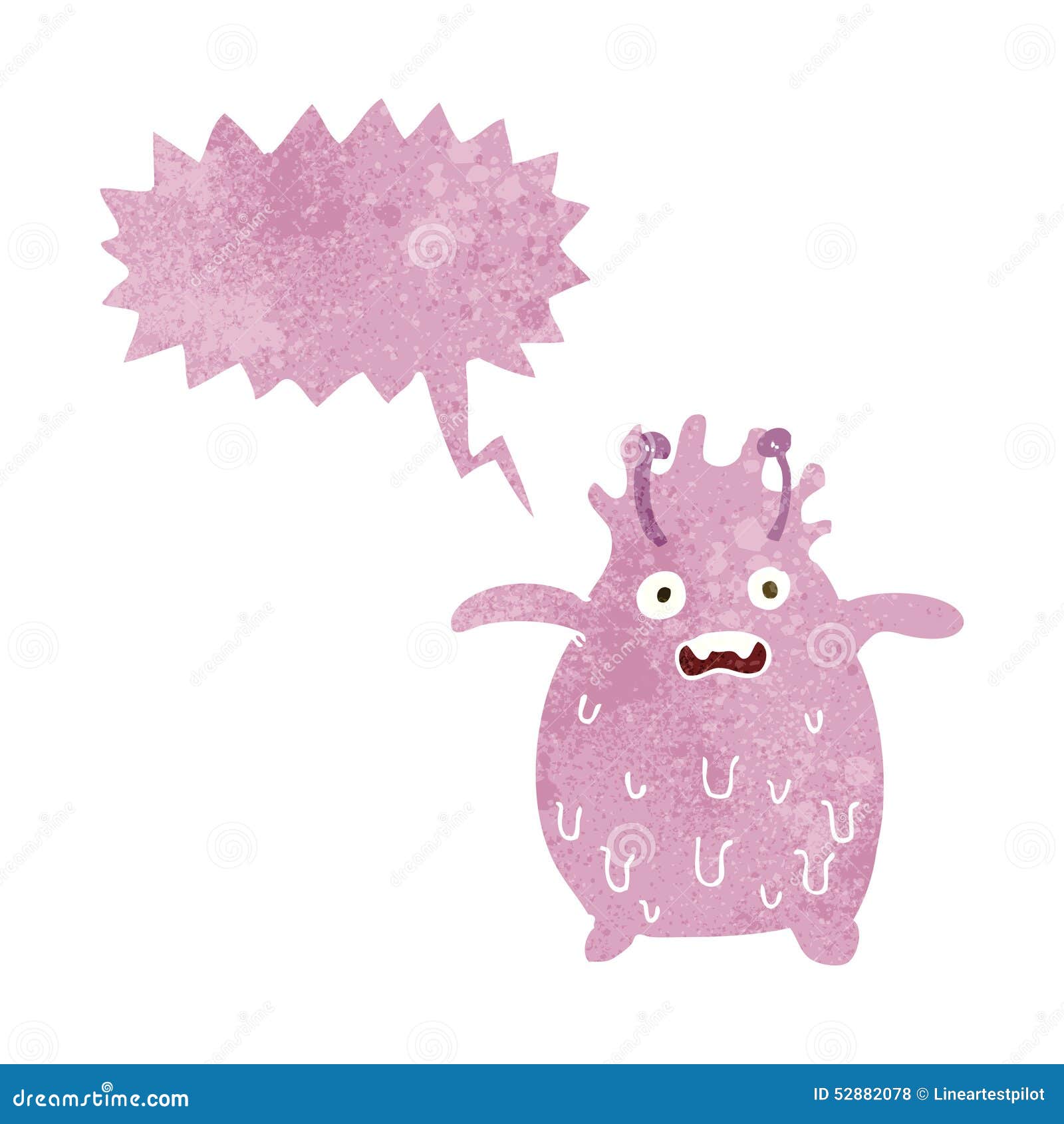 Cartoon Funny Slime Monster with Speech Bubble Stock Illustration ...