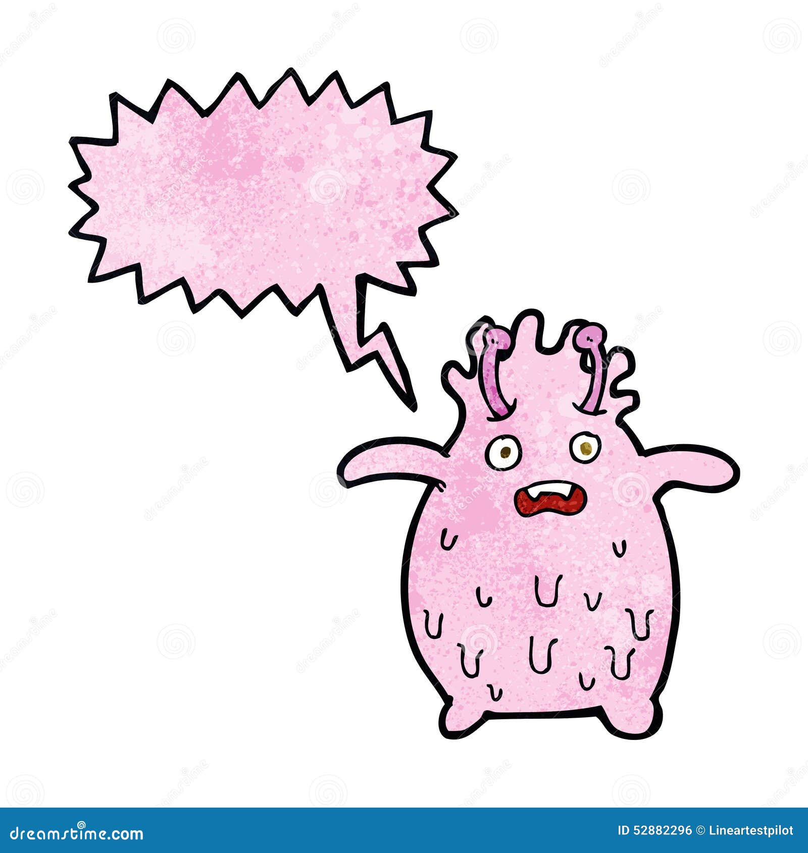 Cartoon Funny Slime Monster with Speech Bubble Stock Illustration ...