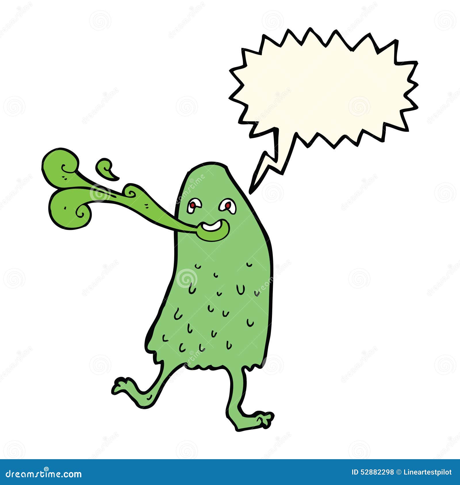 Cartoon Funny Slime Monster with Speech Bubble Stock Illustration ...