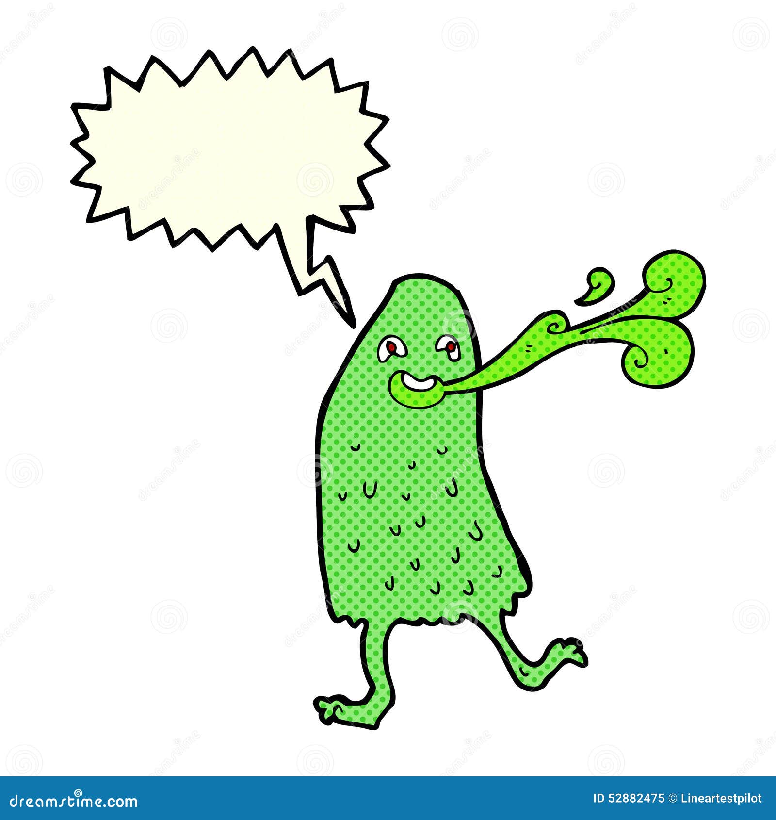 Cartoon Funny Slime Monster with Speech Bubble Stock Illustration ...