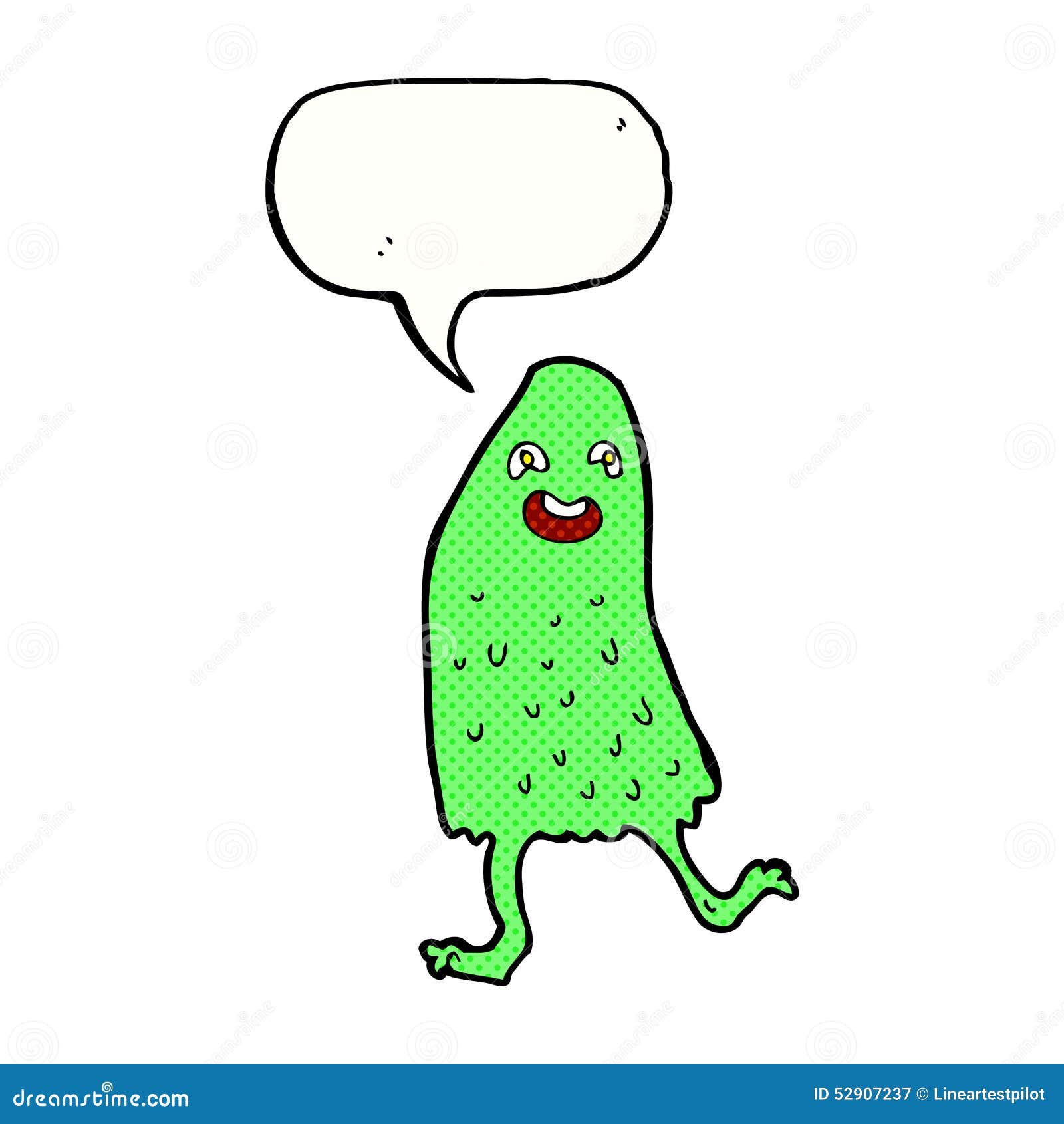 Cartoon Funny Slime Monster with Speech Bubble Stock Illustration ...