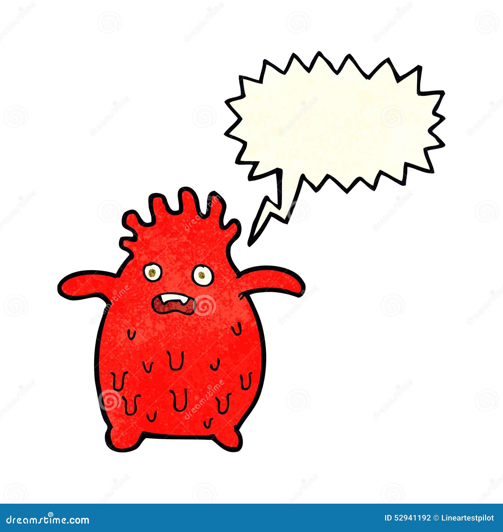 Cartoon Funny Slime Monster with Speech Bubble Stock Illustration ...