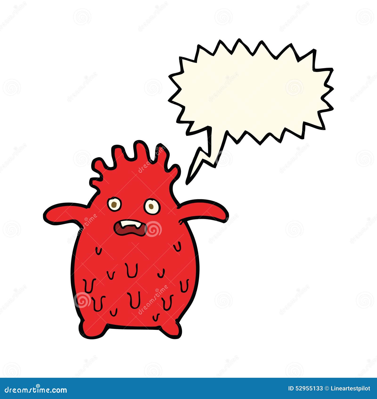 Cartoon Funny Slime Monster with Speech Bubble Stock Illustration ...