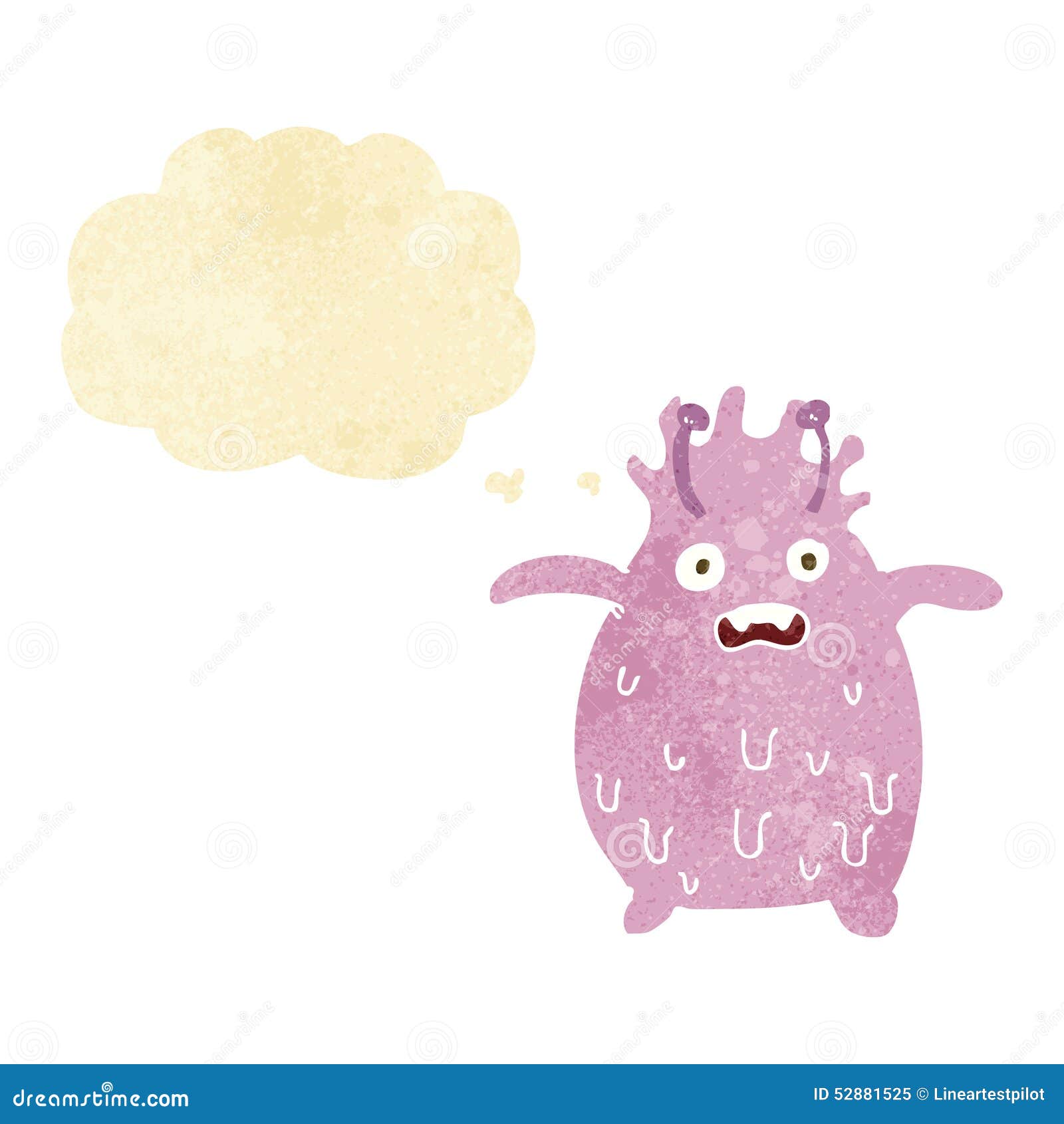 Cartoon Funny Slime Monster with Thought Bubble Stock Illustration ...
