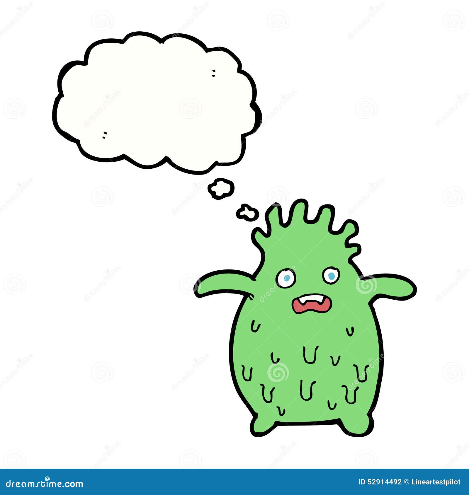 Cartoon Funny Slime Monster with Thought Bubble Stock Illustration ...