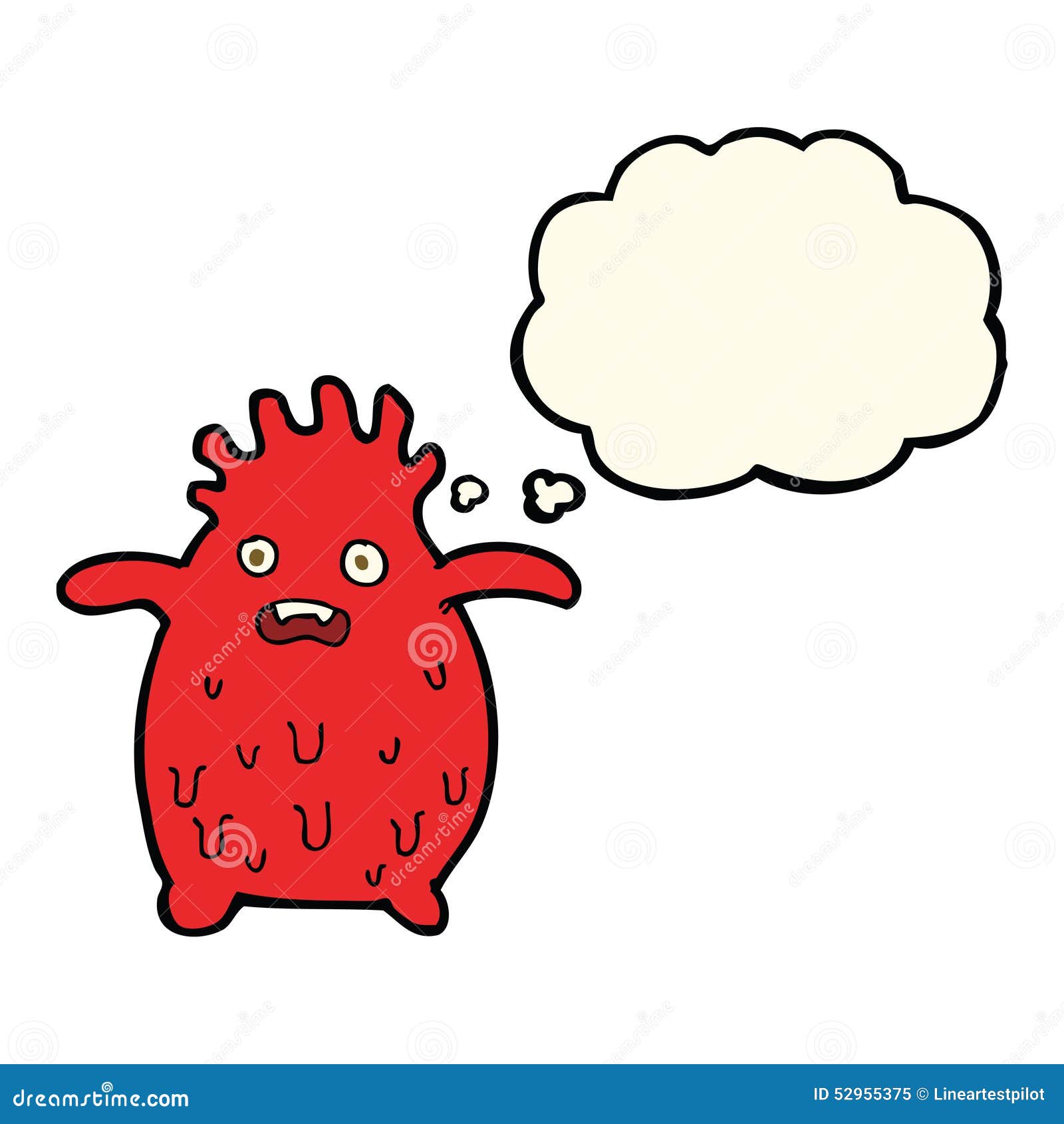 Cartoon Funny Slime Monster with Thought Bubble Stock Illustration ...
