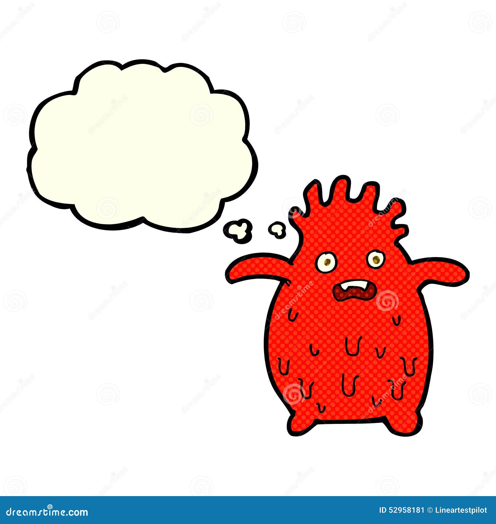 Cartoon Funny Slime Monster with Thought Bubble Stock Illustration ...