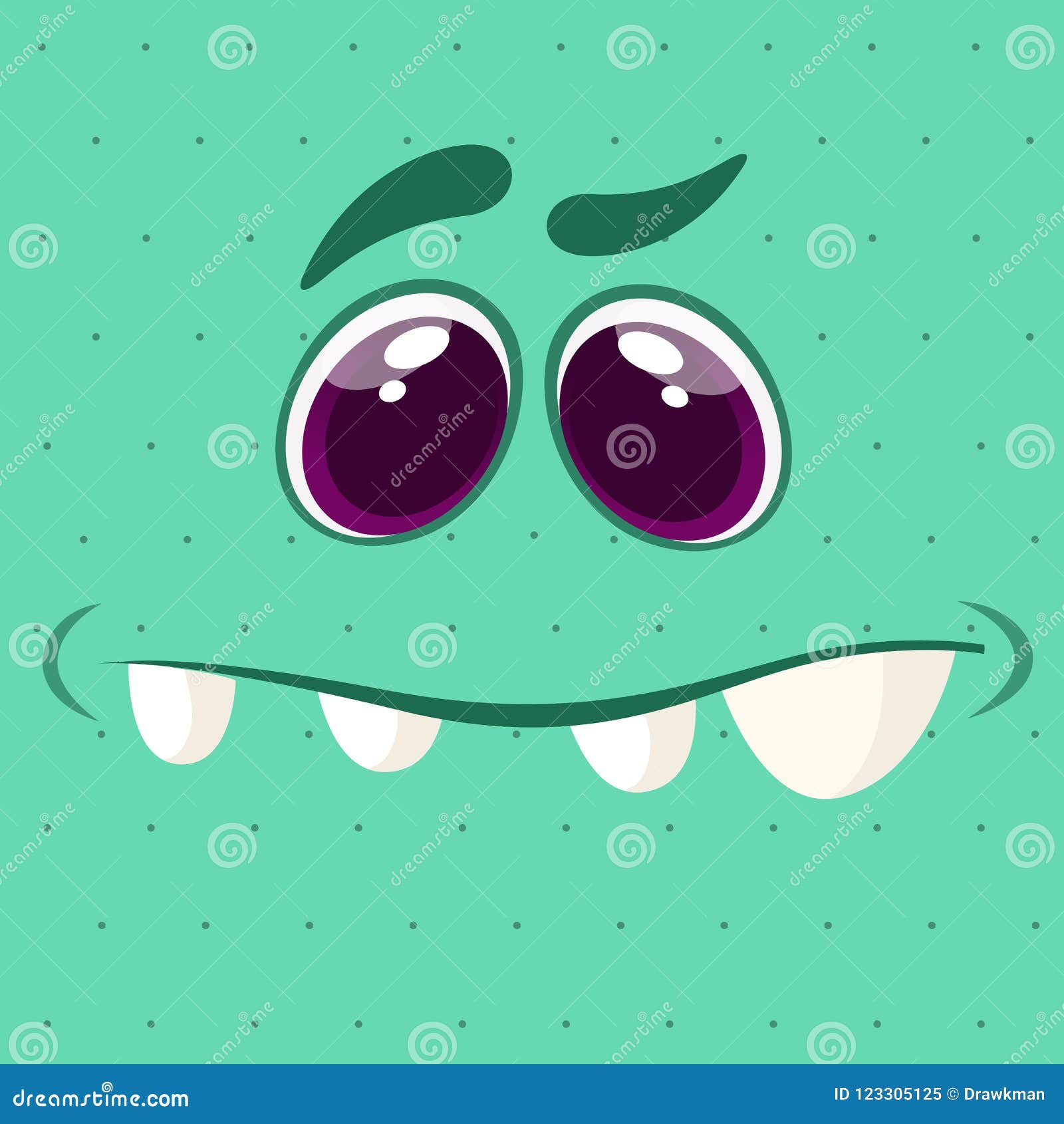 Cartoon Funny Smart and Clever Monster Face. Vector Illustration. Stock ...
