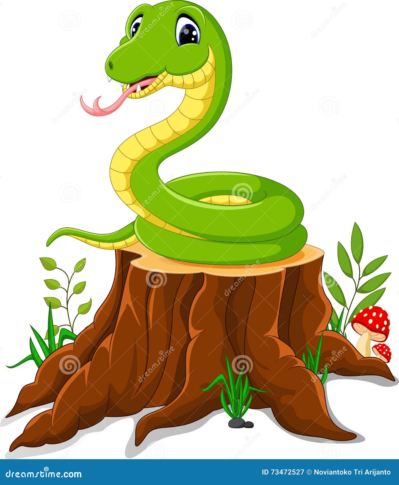 Funny Snake On A Tree Branch Cartoon Vector | CartoonDealer.com #74841341