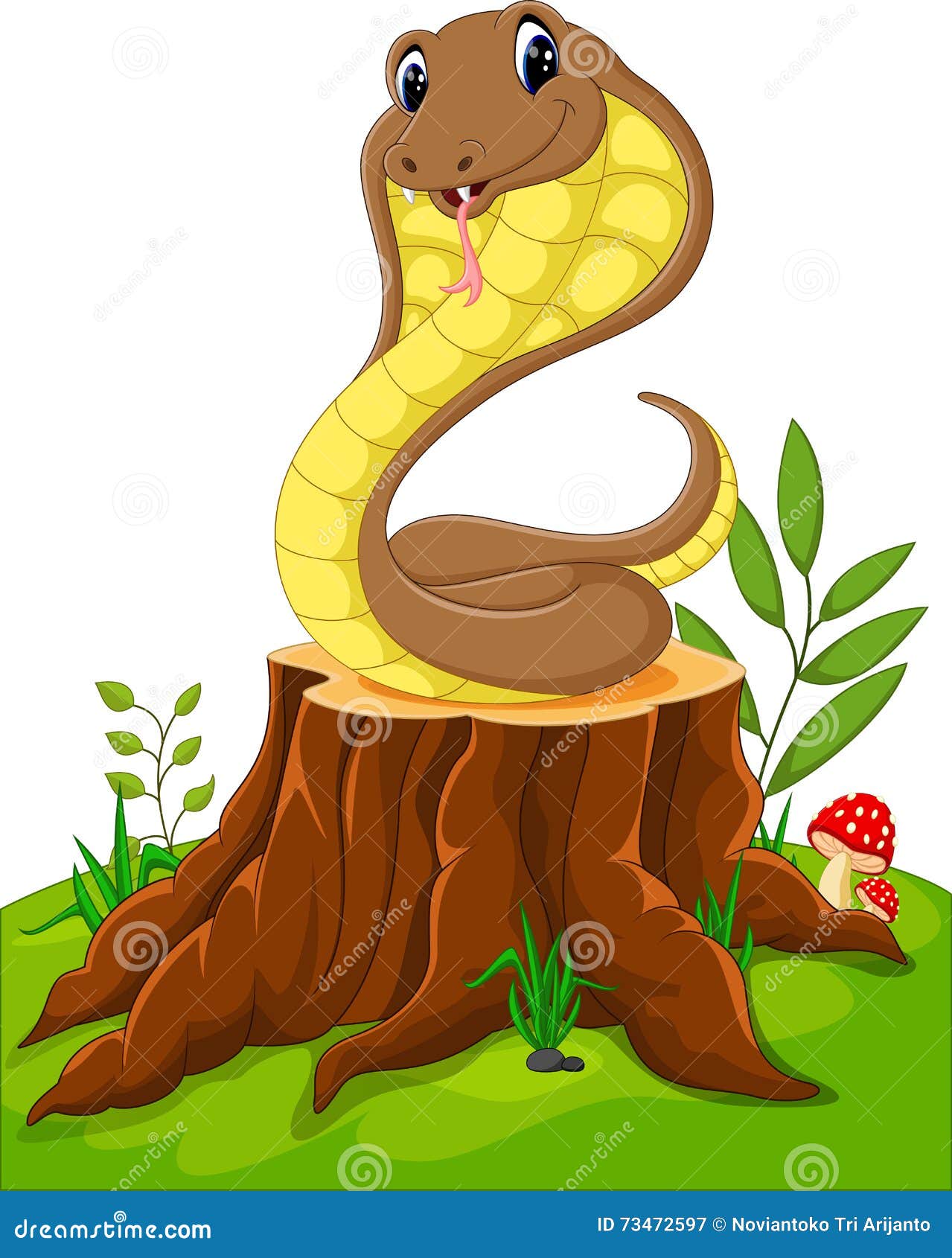 Funny Snake On A Tree Branch Cartoon Vector | CartoonDealer.com #74841341