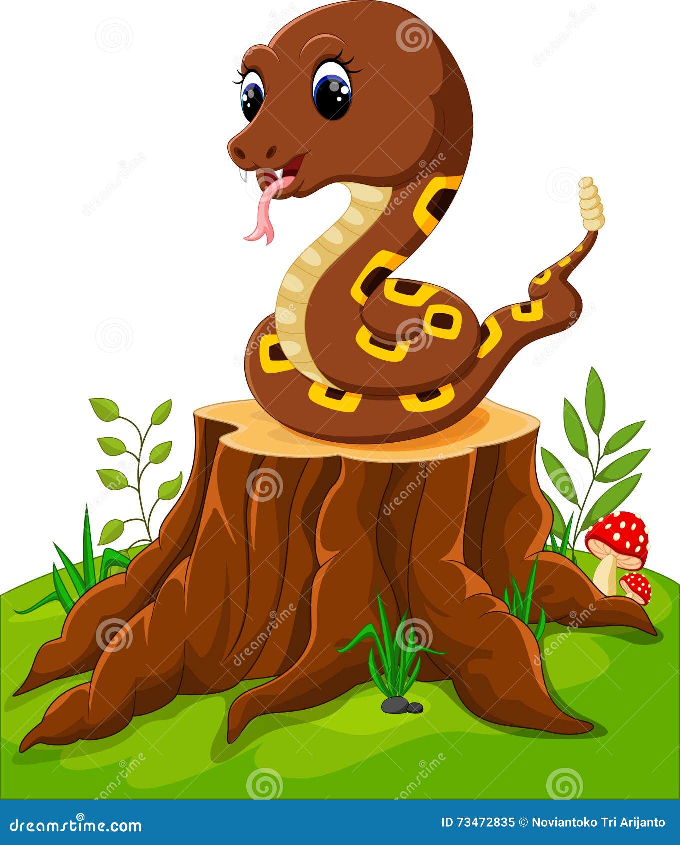 Funny Snake On A Tree Branch Cartoon Vector | CartoonDealer.com #74841341