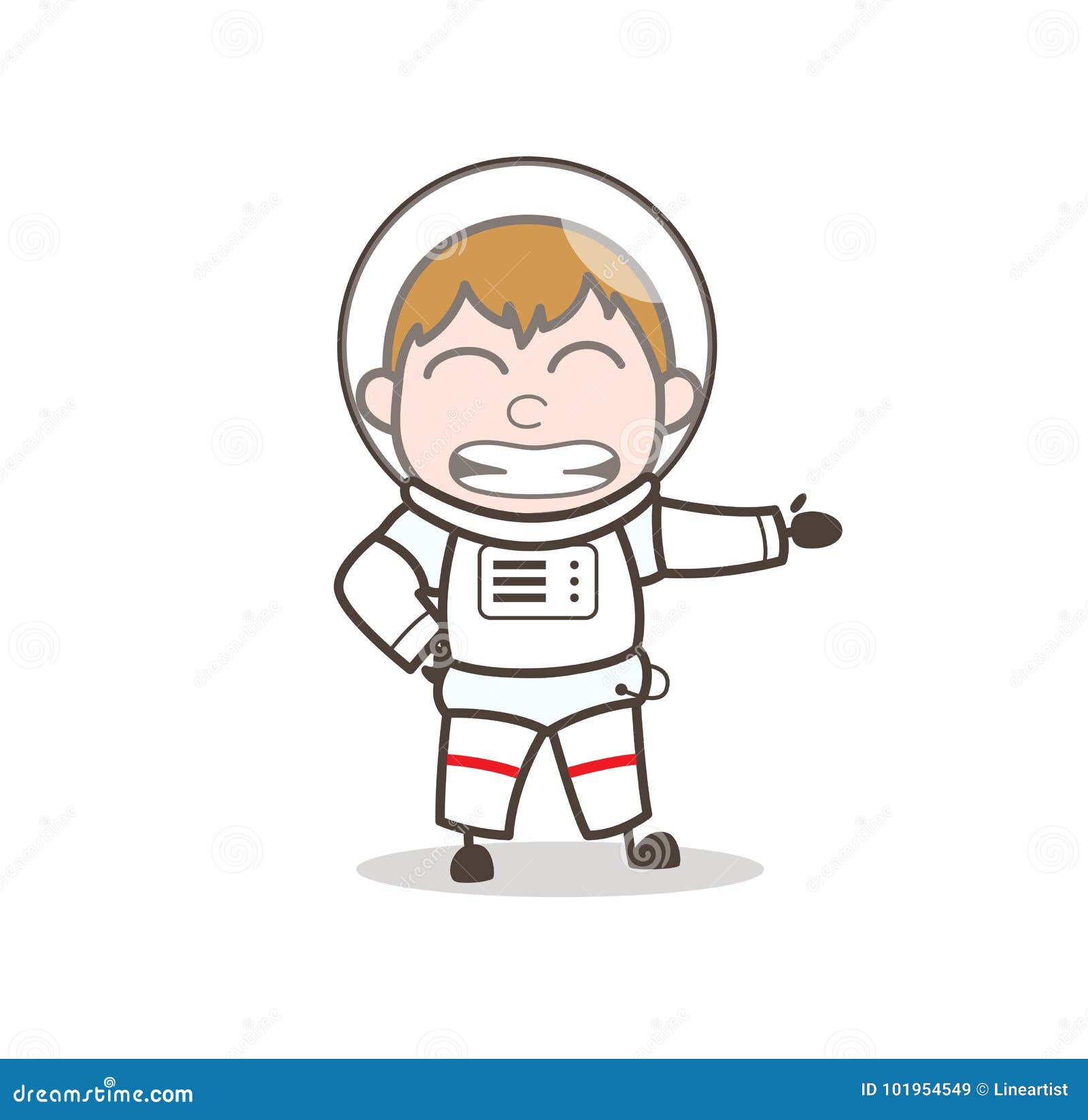 Cartoon Funny Spaceman Facial Expression and Gesturing Hand Vector ...