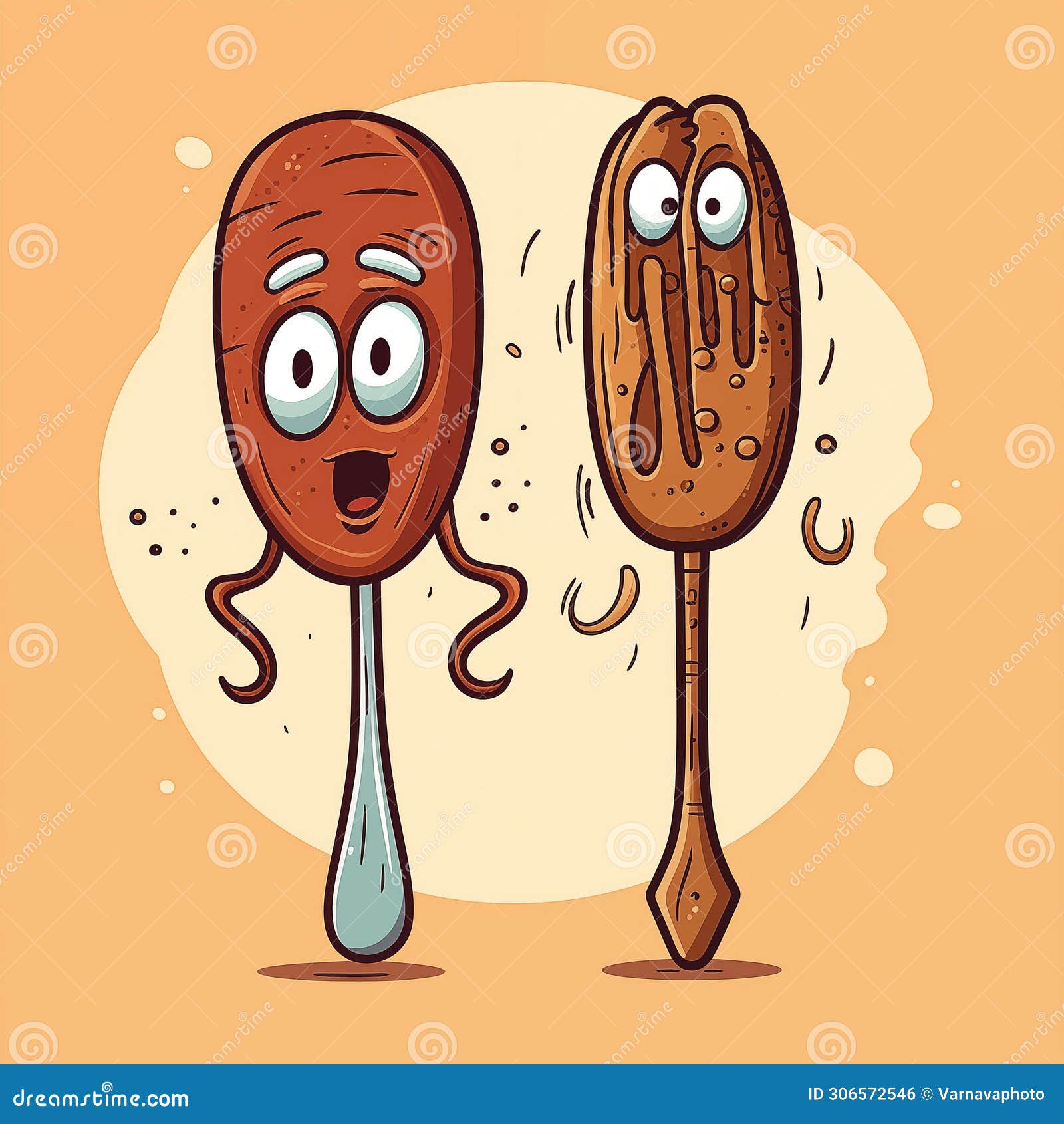 Cartoon funny spoons stock illustration. Illustration of happy - 306572546