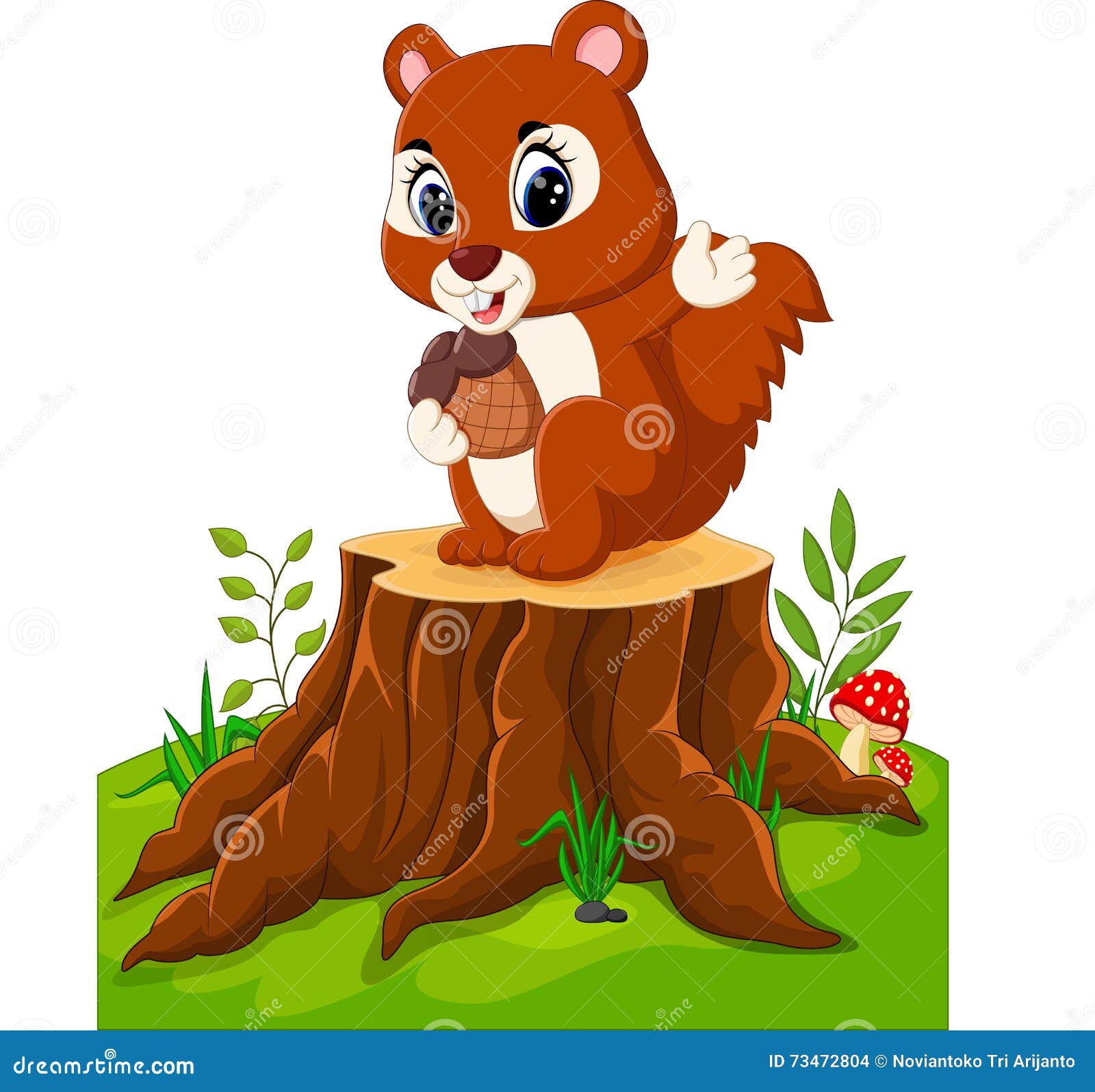 Cartoon funny squirrel stock vector. Illustration of mascot - 73472804