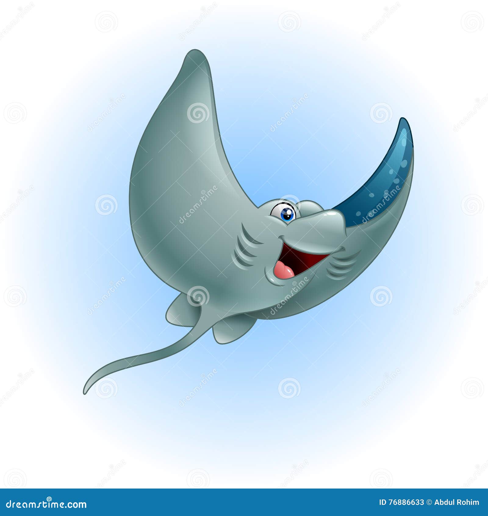 Funny Stingray Cartoon With Fishes And Starfish Underwater, Coloring ...
