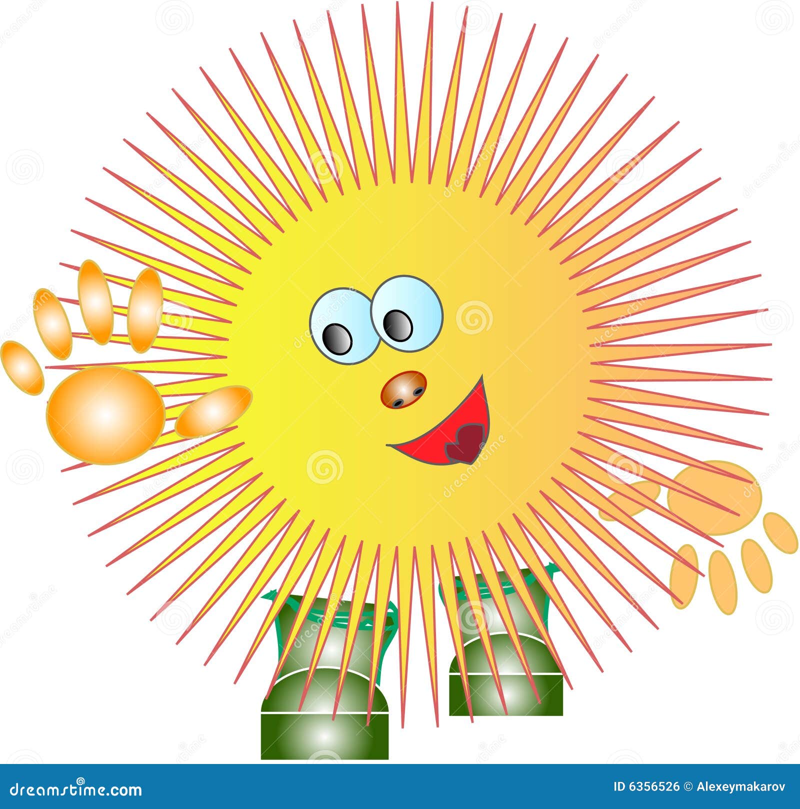 Cartoon Funny Sun in the Boots Stock Vector - Illustration of green ...
