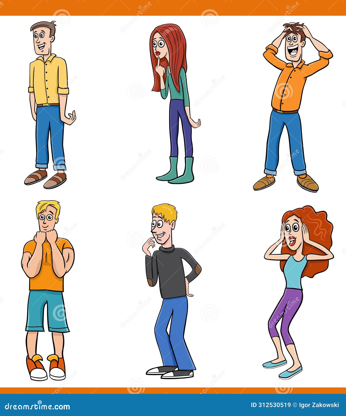 Cartoon Funny Surprised Young People Characters Set Stock Vector ... Cartoon Funny Surprised Young People Characters Set Stock Vector ...