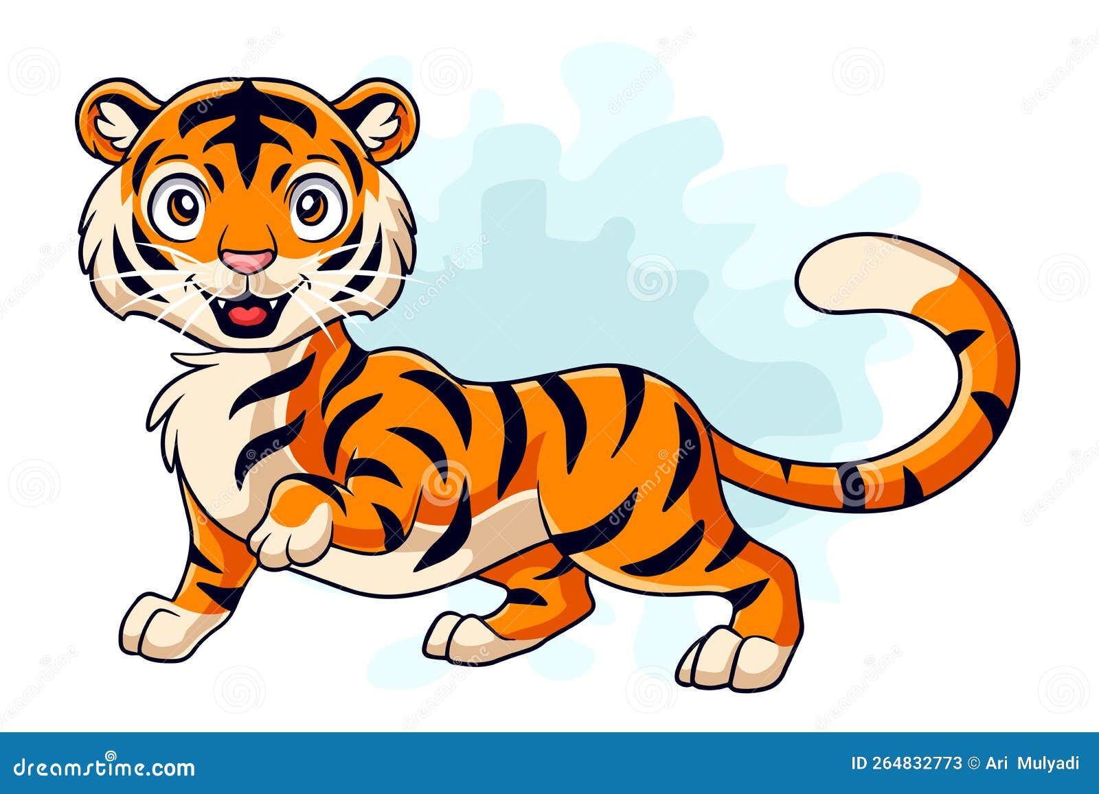 Cartoon Funny Tiger Cartoon Isolated on White Background Stock Vector ...