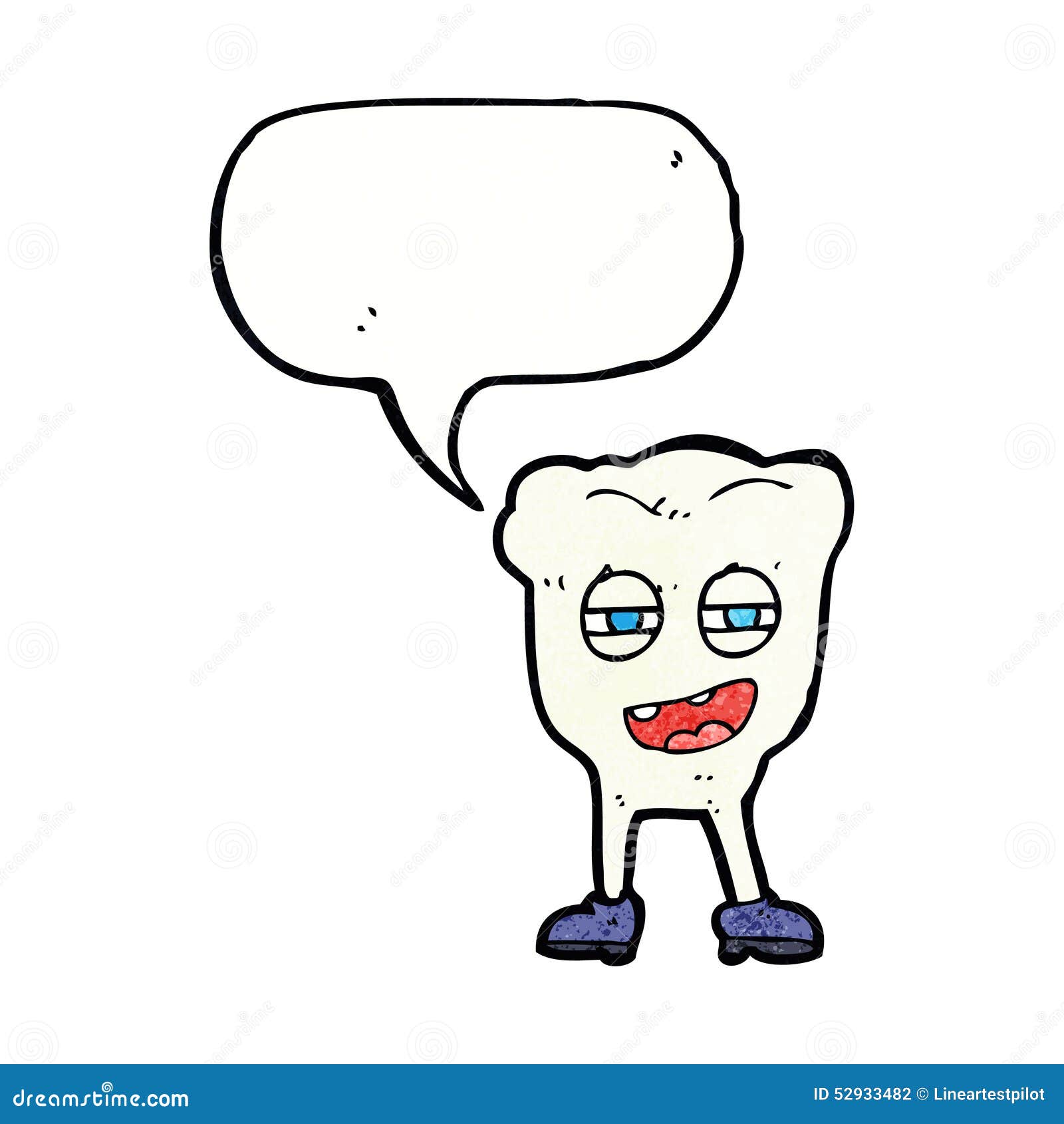 Cartoon Funny Tooth Character with Speech Bubble Stock Illustration ...