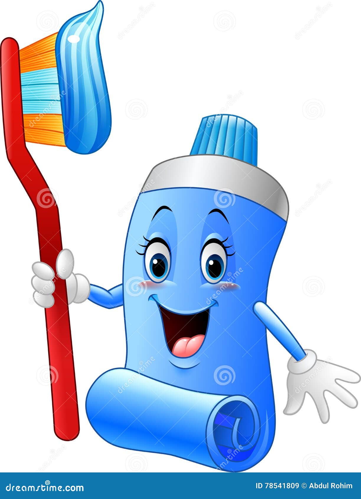 Cartoon Funny Toothpaste and Toothbrush Stock Vector - Illustration of ...