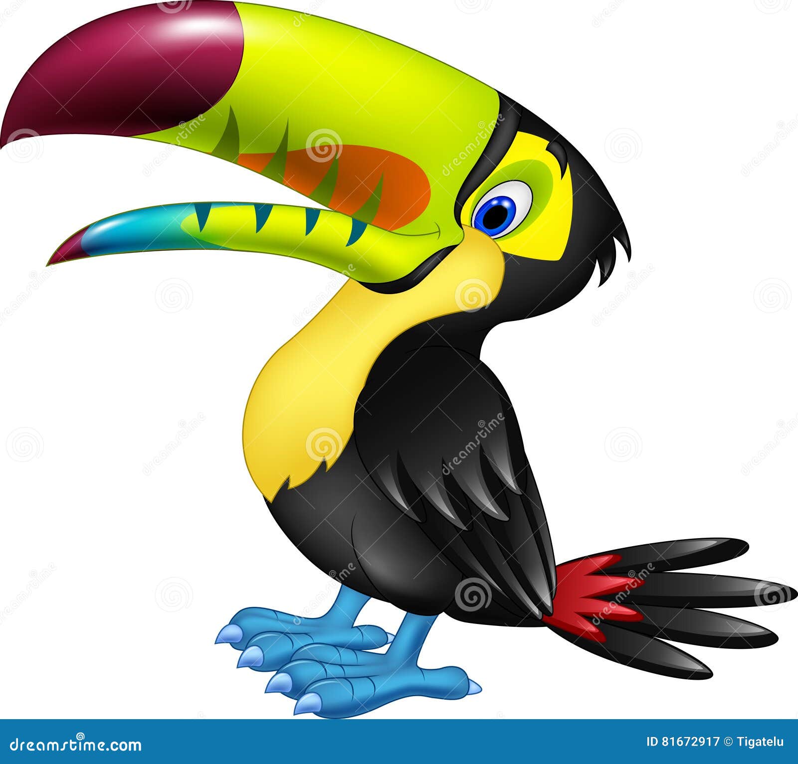 Cartoon funny toucan stock vector. Illustration of animal - 81672917