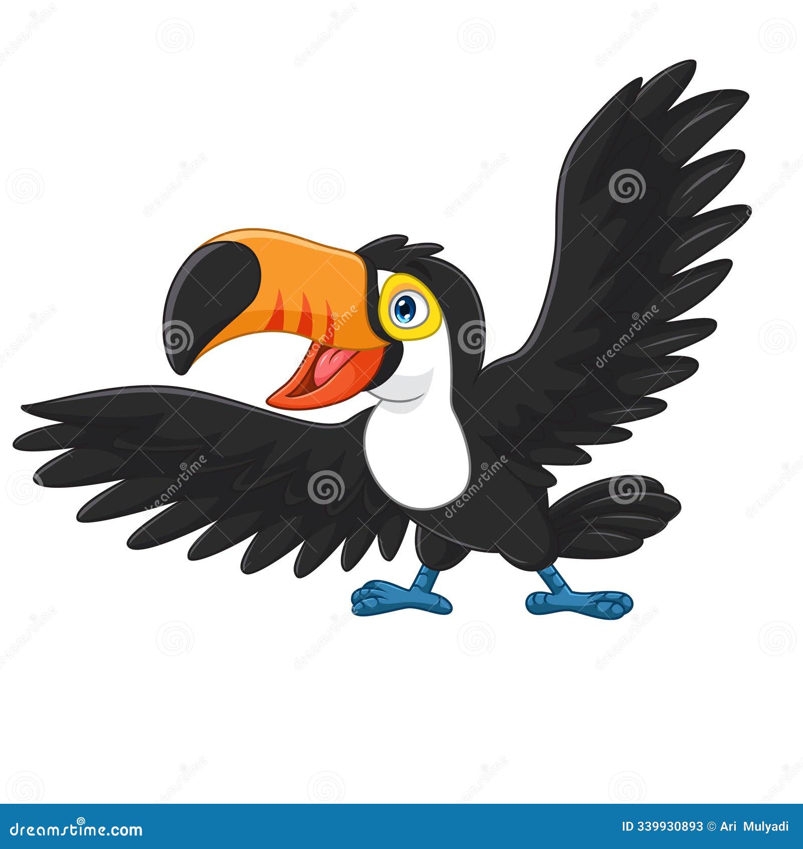 Toucan Isolated On White Background For Coloring Book Page Cartoon ...