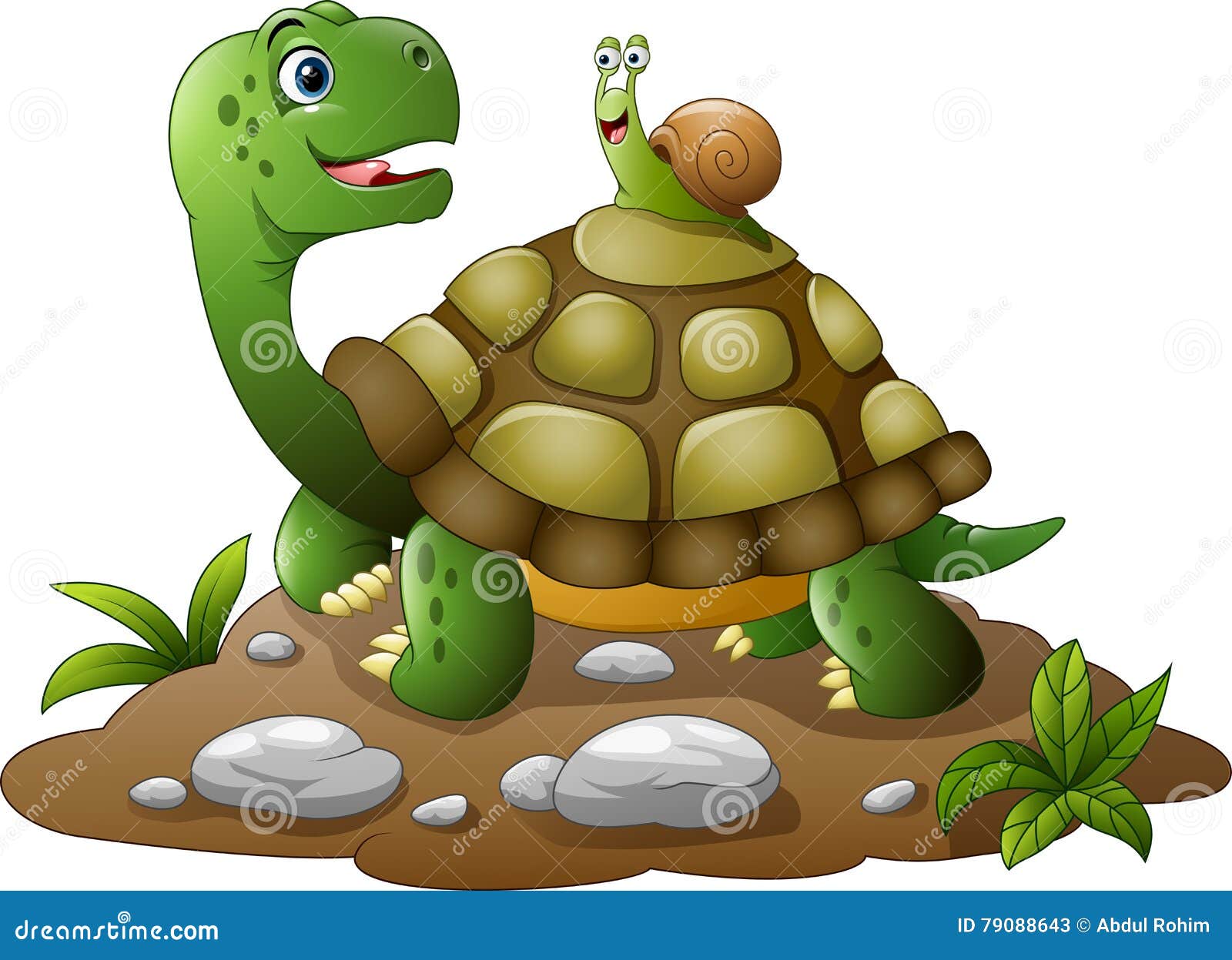 Cartoon Funny Turtle with Snail Stock Vector - Illustration of slug ...