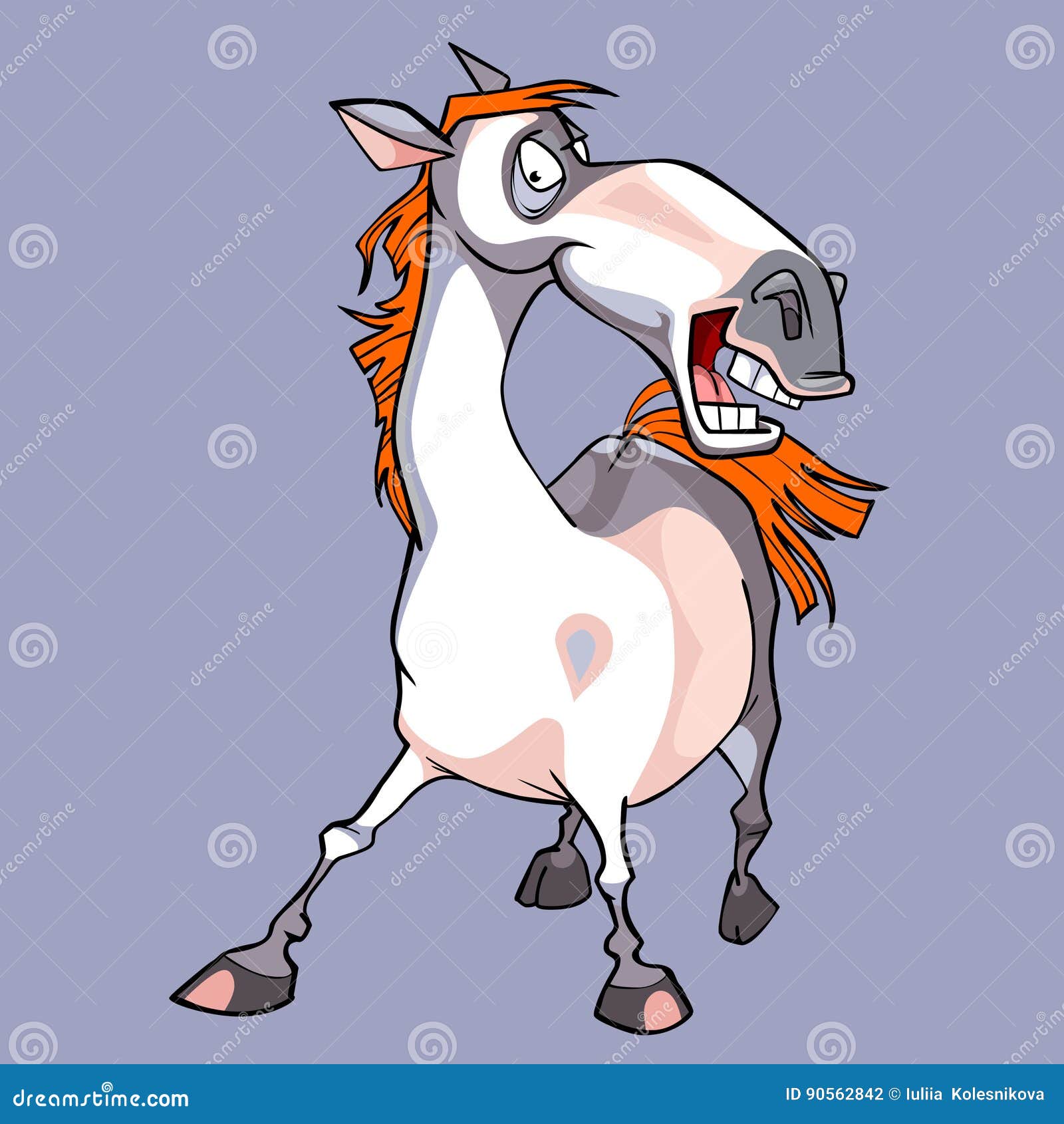 Cartoon Funny White Horse with a Orange Mane Stock Vector ...
