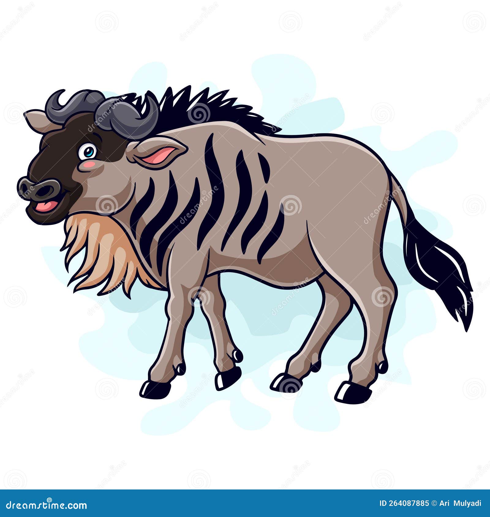 Cartoon Funny Wildebeest Isolated on White Background Stock Vector ...