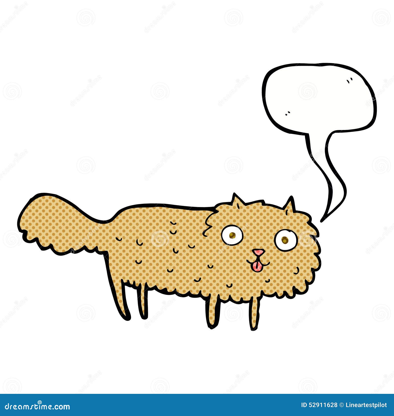 Cartoon Furry Cat with Speech Bubble Stock Illustration - Illustration ...