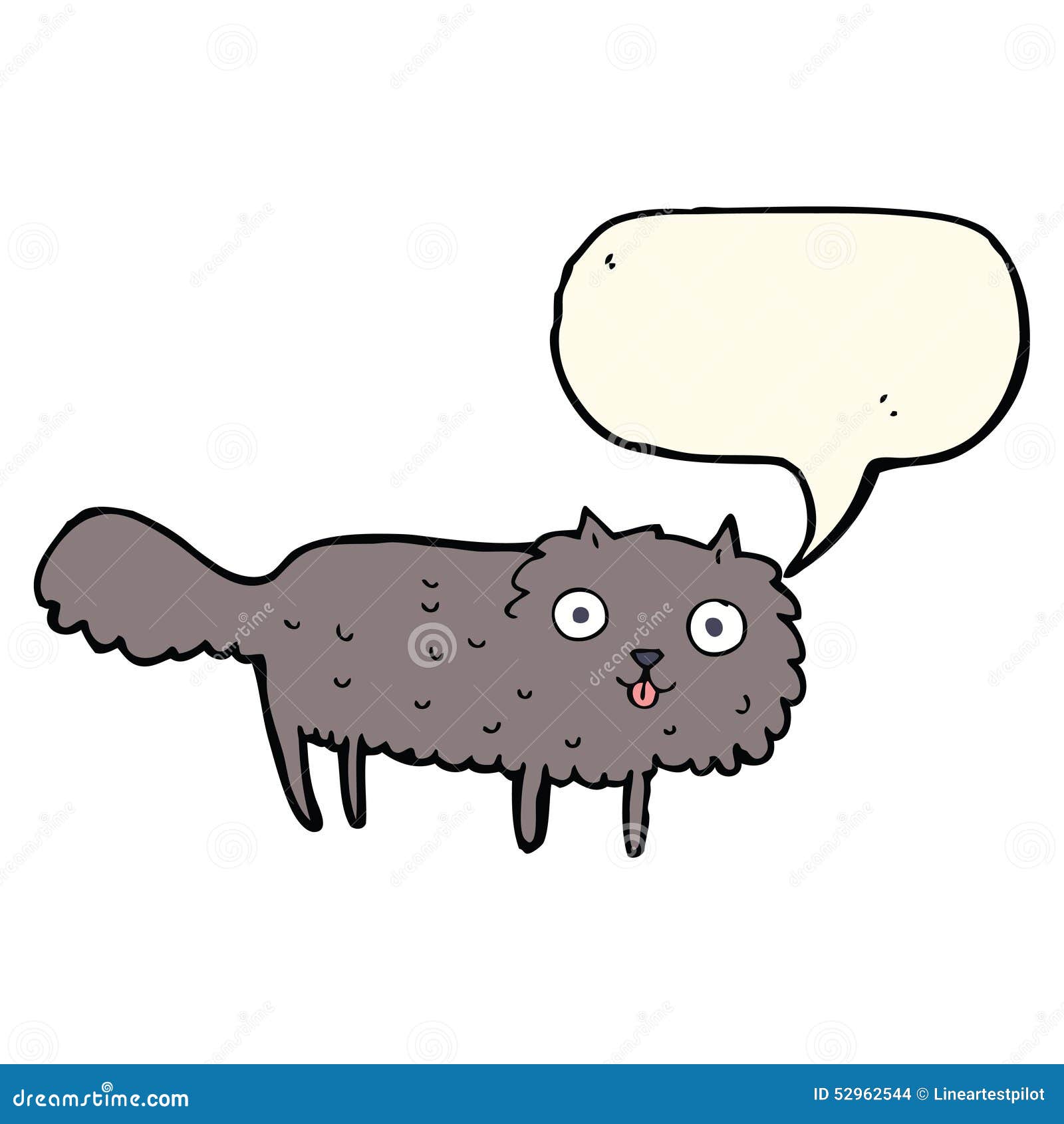 Cartoon Furry Cat with Speech Bubble Stock Illustration - Illustration ...