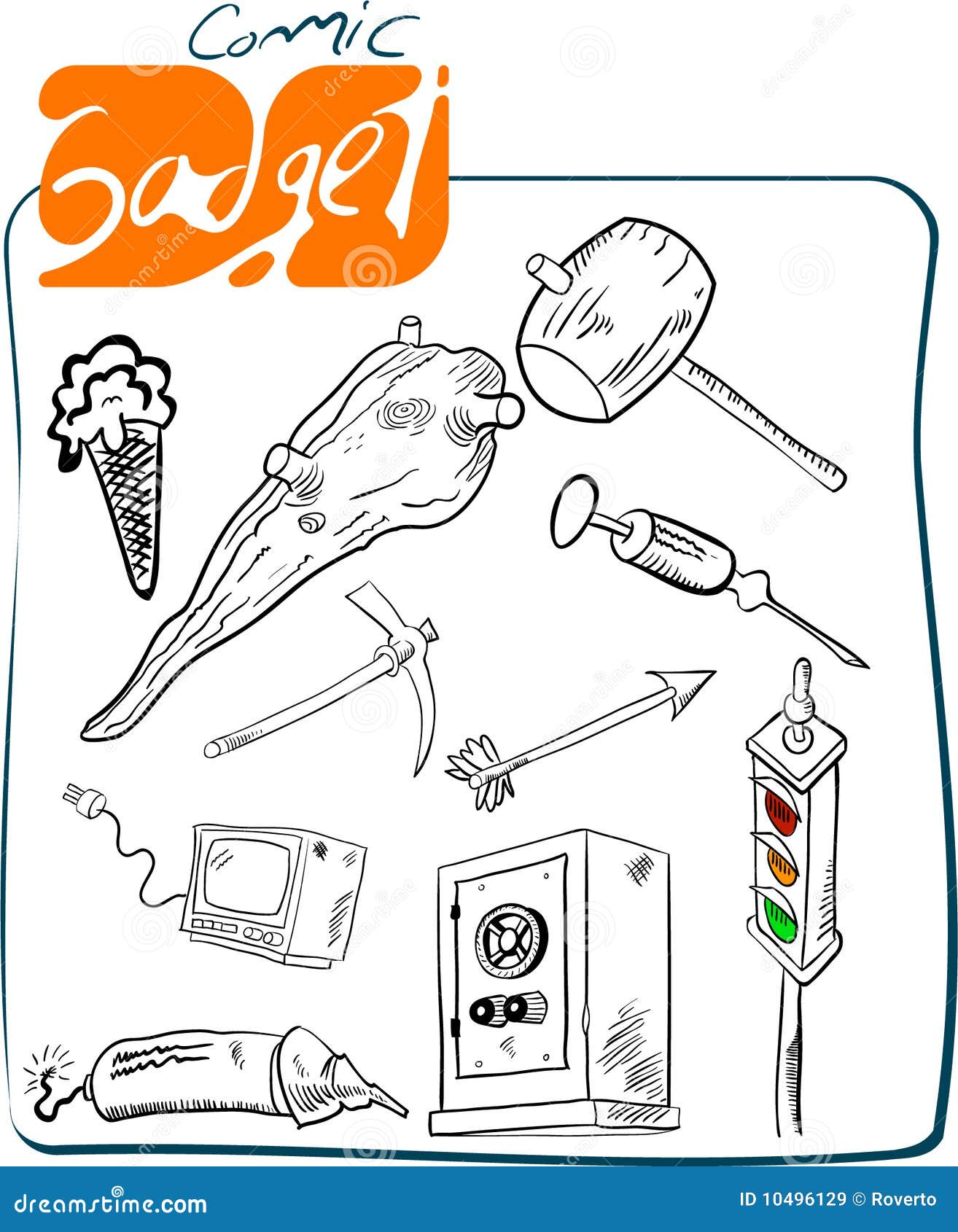 Cartoon gadget set stock illustration. Illustration of tool - 10496129