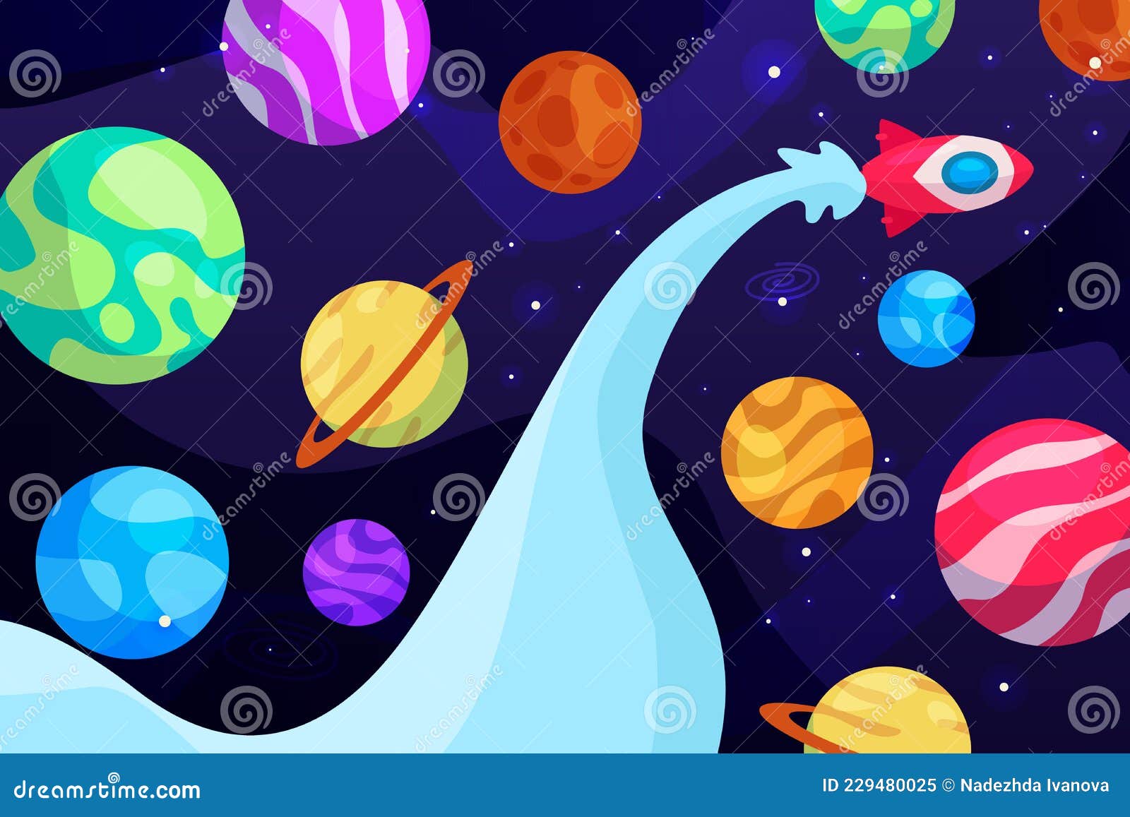 Cartoon Galaxy Background Vector Illustration. Stock Vector ...