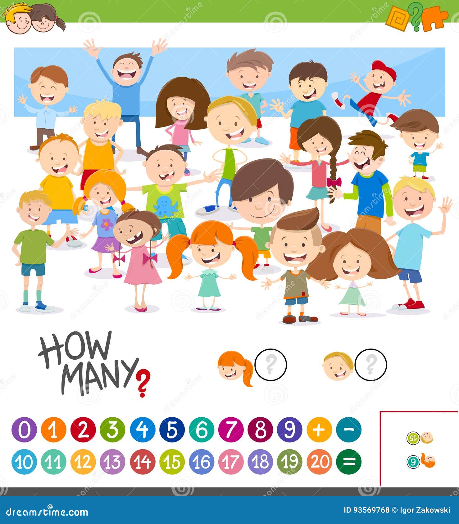 Cartoon Game of Counting Children Stock Vector - Illustration of game ...