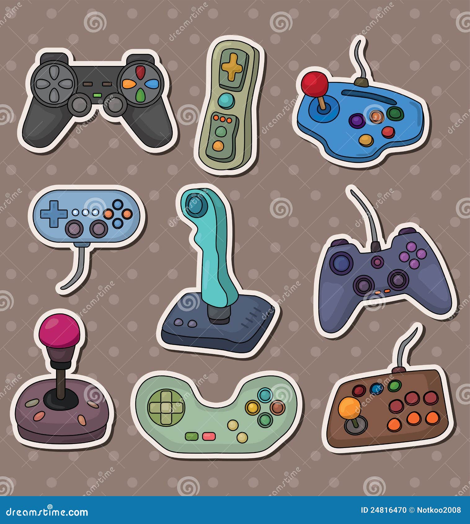 Cartoon Game Joystick Stickers Stock Vector - Illustration of comic ...