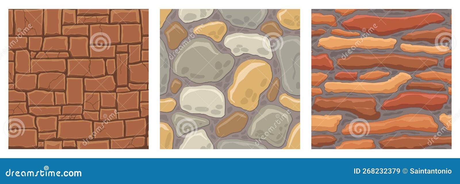 Cartoon Game Textures, Rocks, Dirt and Ground Surface Seamless Patterns ...
