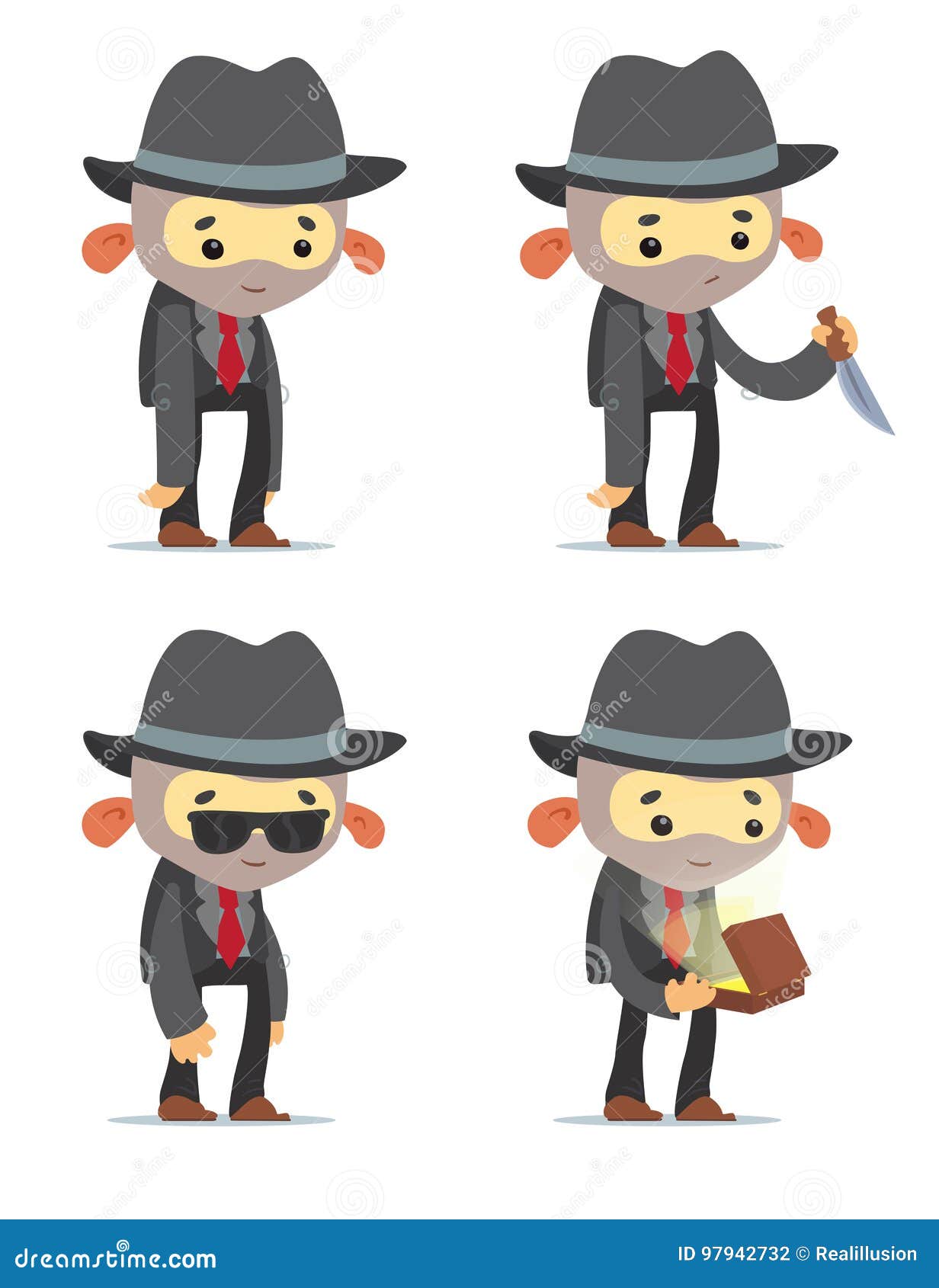 Cartoon Gangsters stock vector. Illustration of figure - 97942732