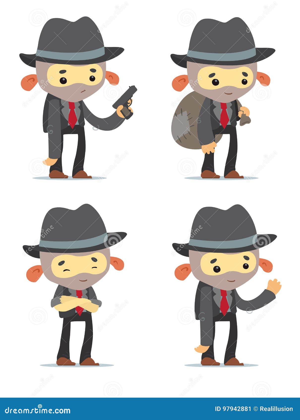 Cartoon Gangsters stock vector. Illustration of mobster - 97942881
