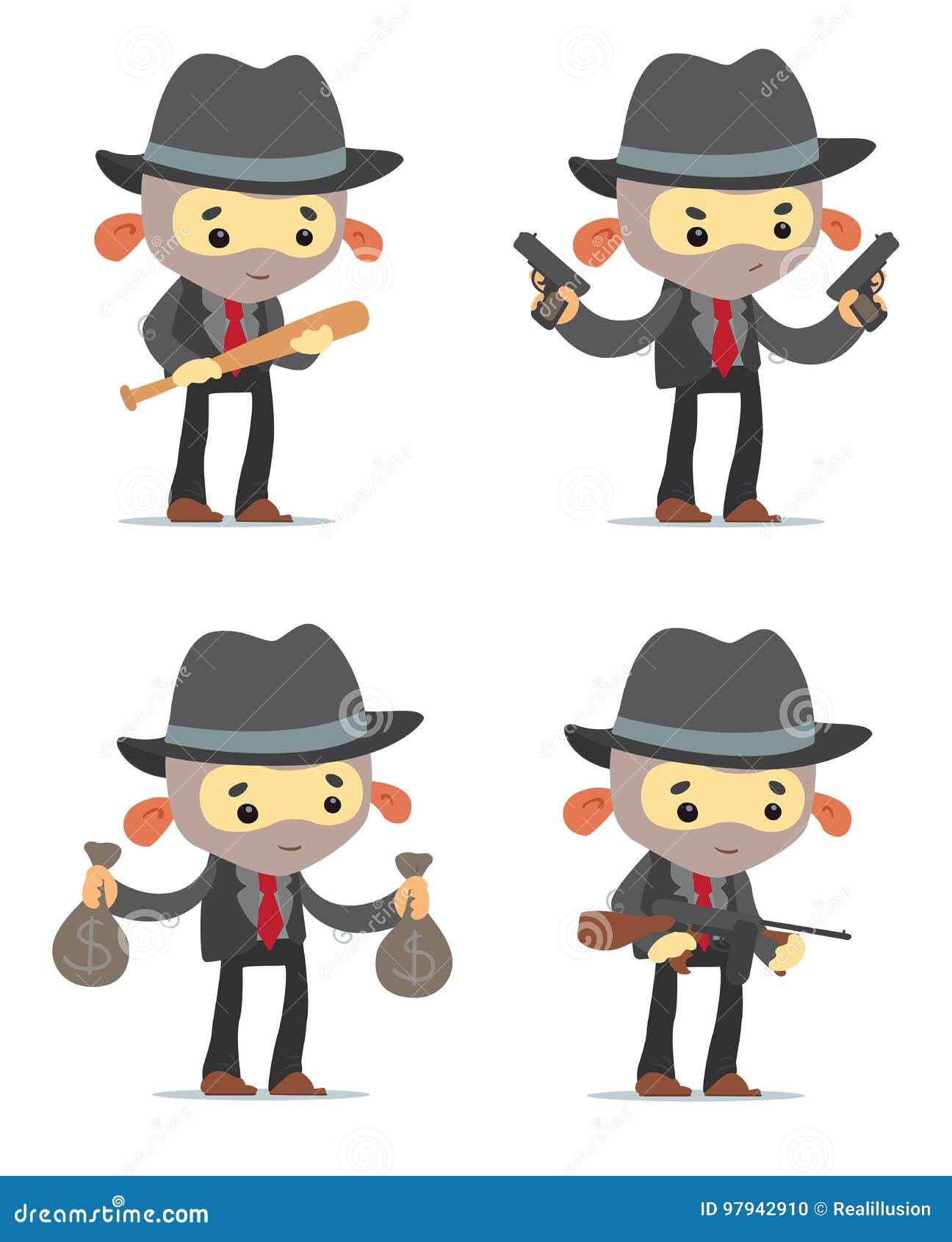 Cartoon Gangsters Vector Illustration | CartoonDealer.com #97942910