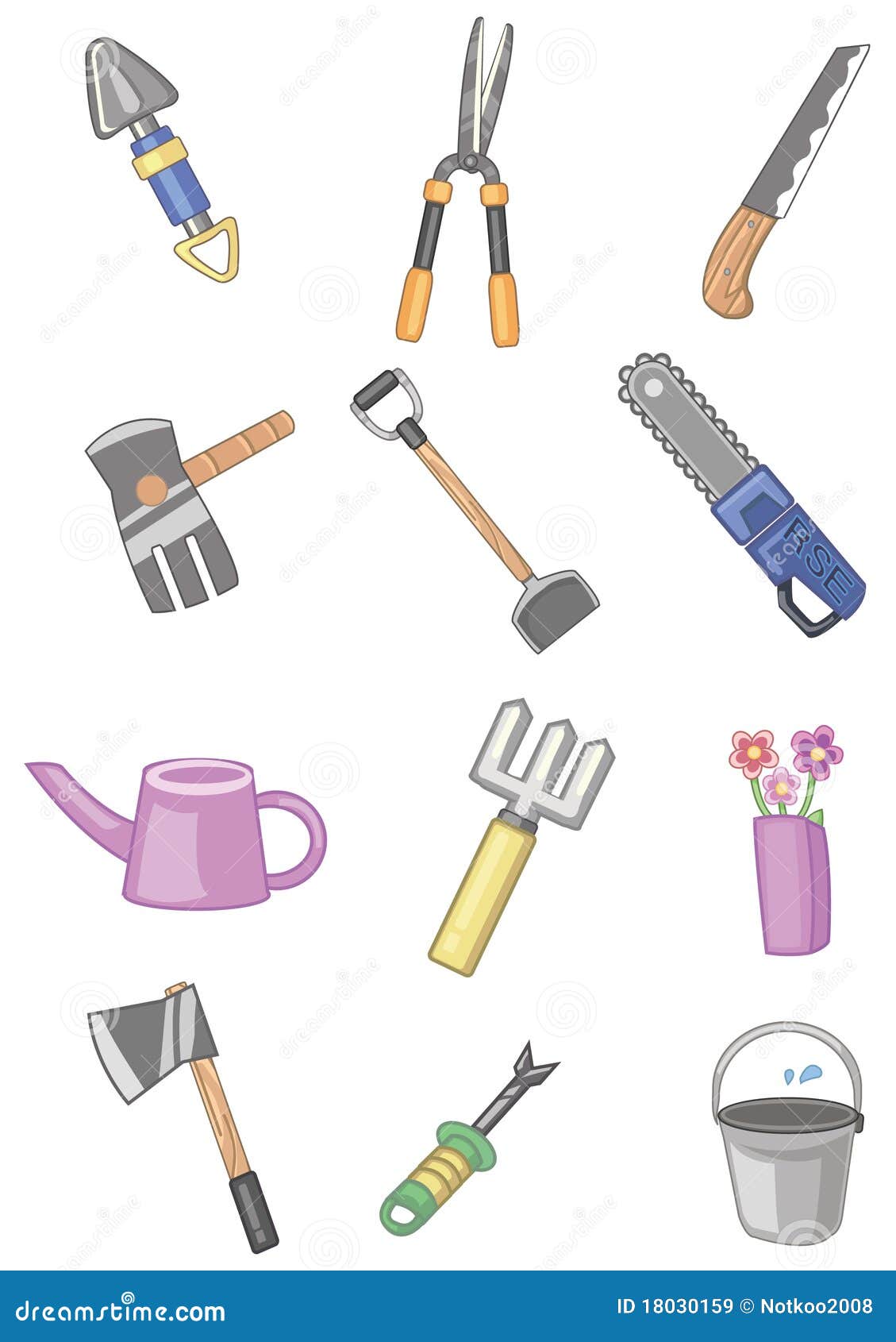 Set Of Cartoon Gardening Scissors Or Secateurs Isolated On White ...