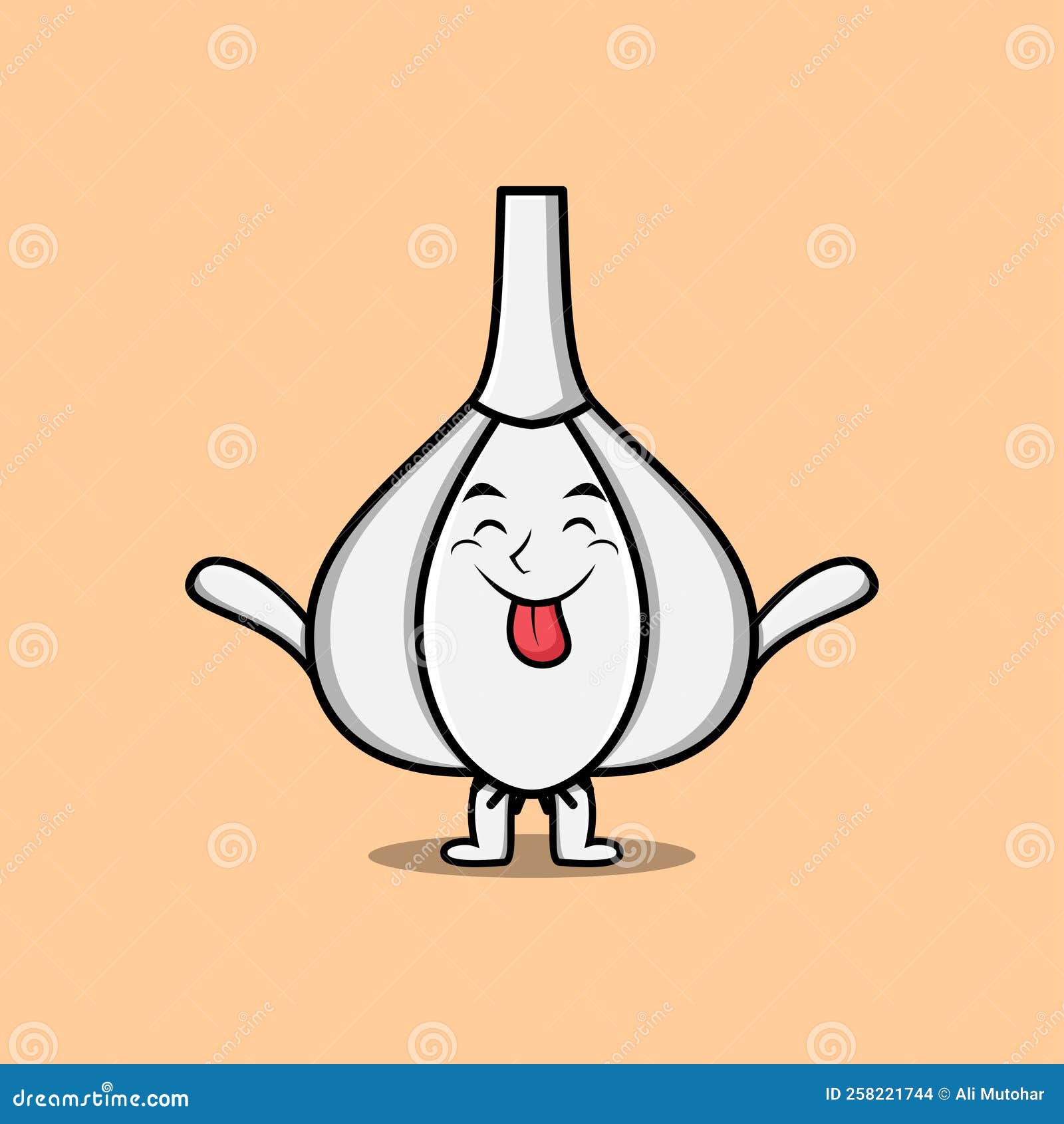 Cartoon Garlic Character with Flashy Expression Stock Vector ...