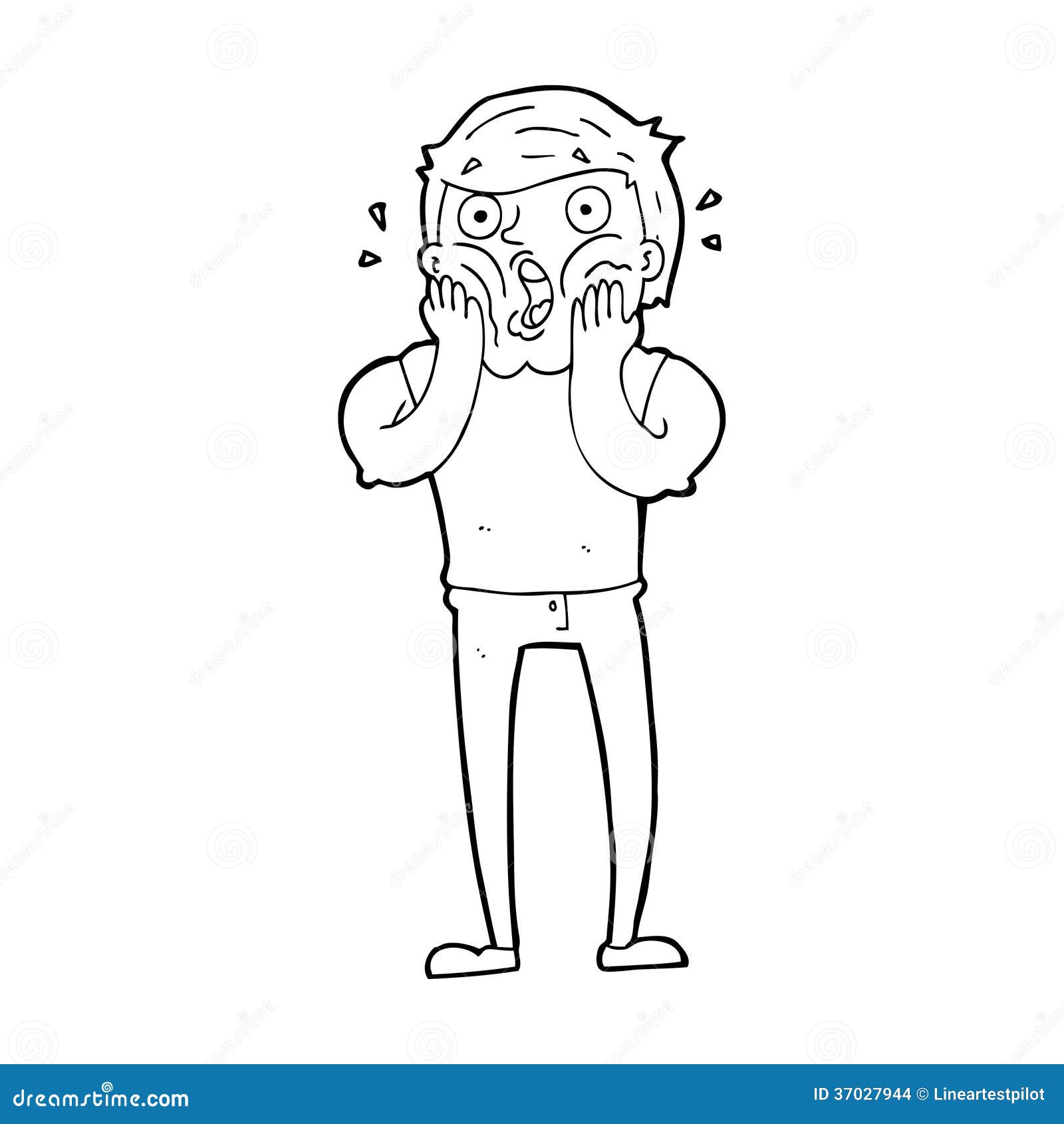 Cartoon gasping man stock illustration. Illustration of hand - 37027944